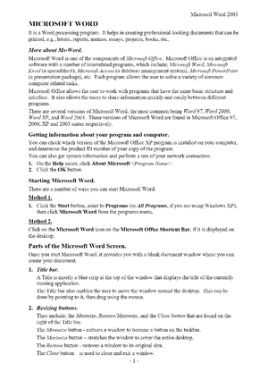 Introduction to word - LECTURE NOTES - MS Word Notes: Microsoft Word is ...