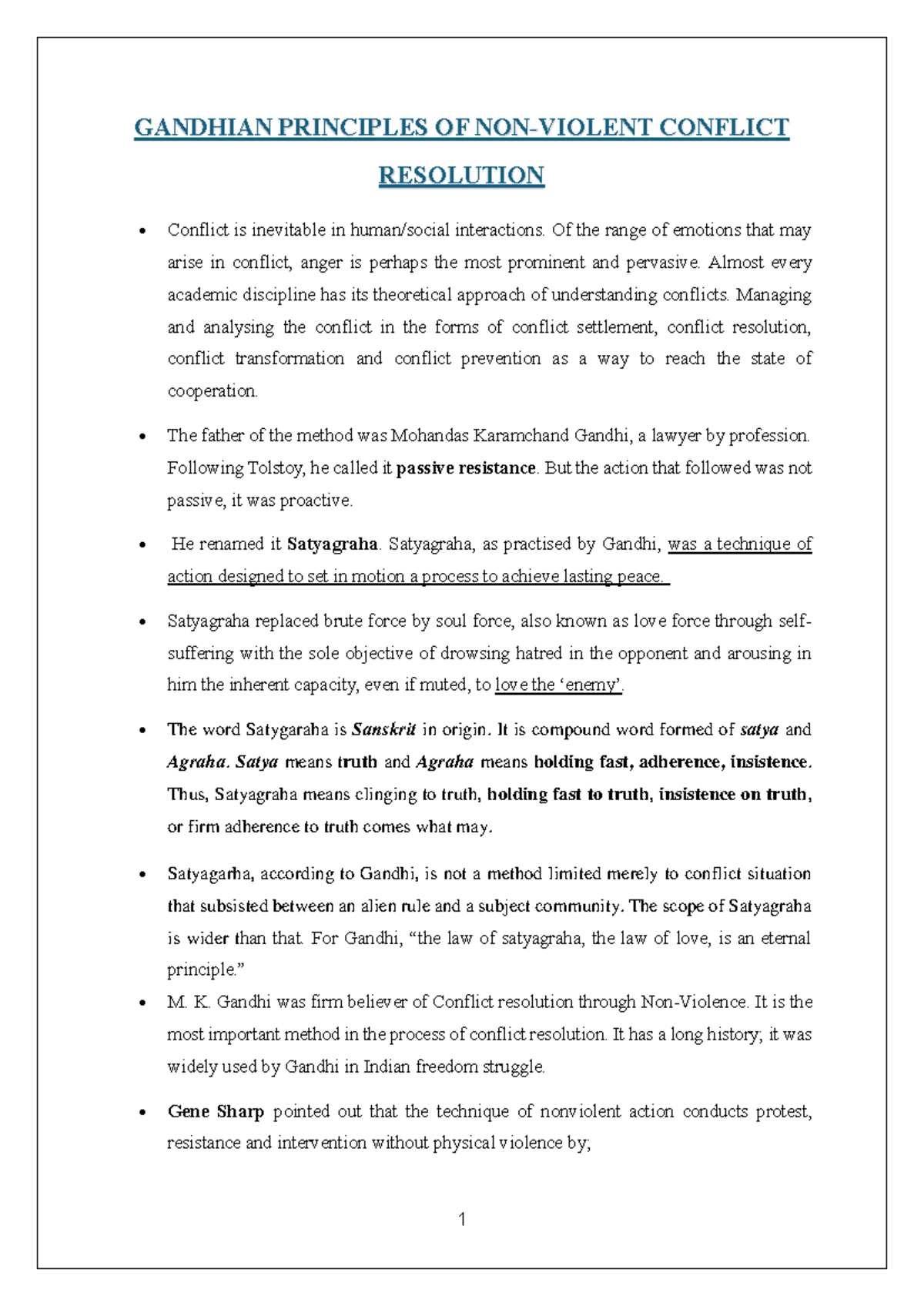 Gandhian Principles OF NON- Violence - GANDHIAN PRINCIPLES OF NON ...