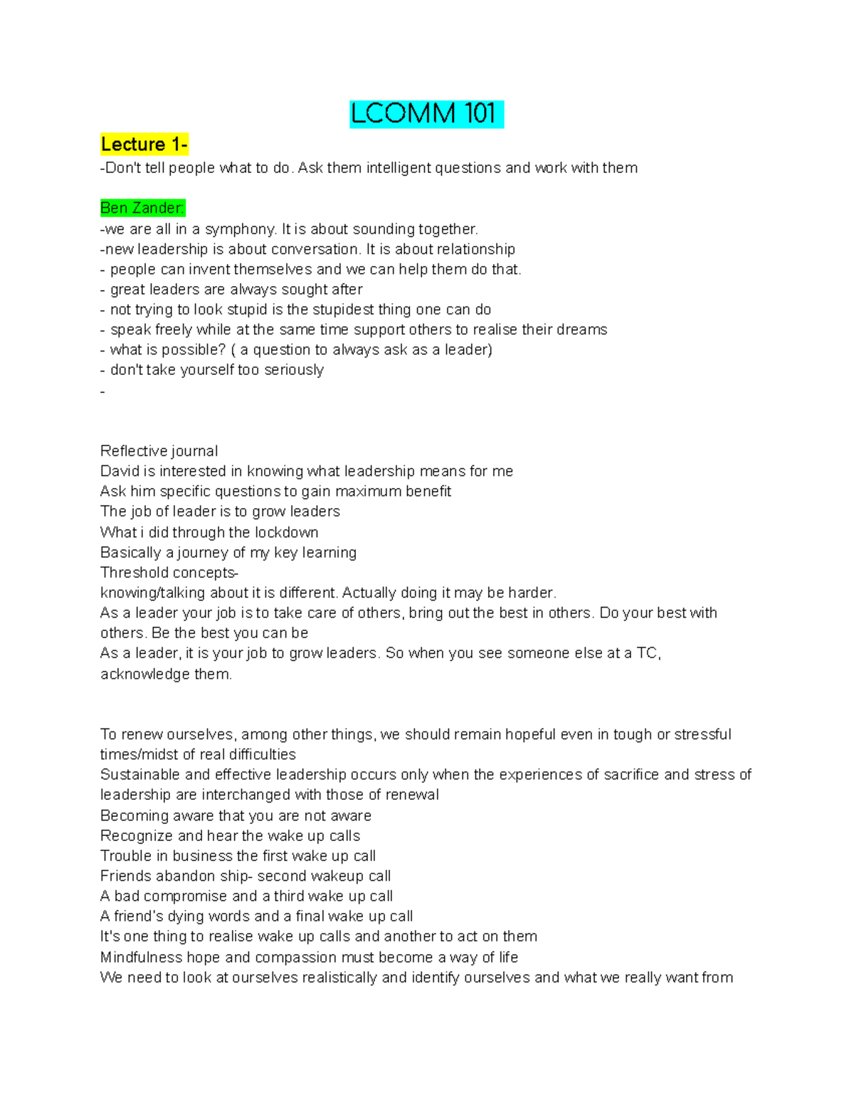 LCOMM101 - a few things picked up from a few topics here and there ...