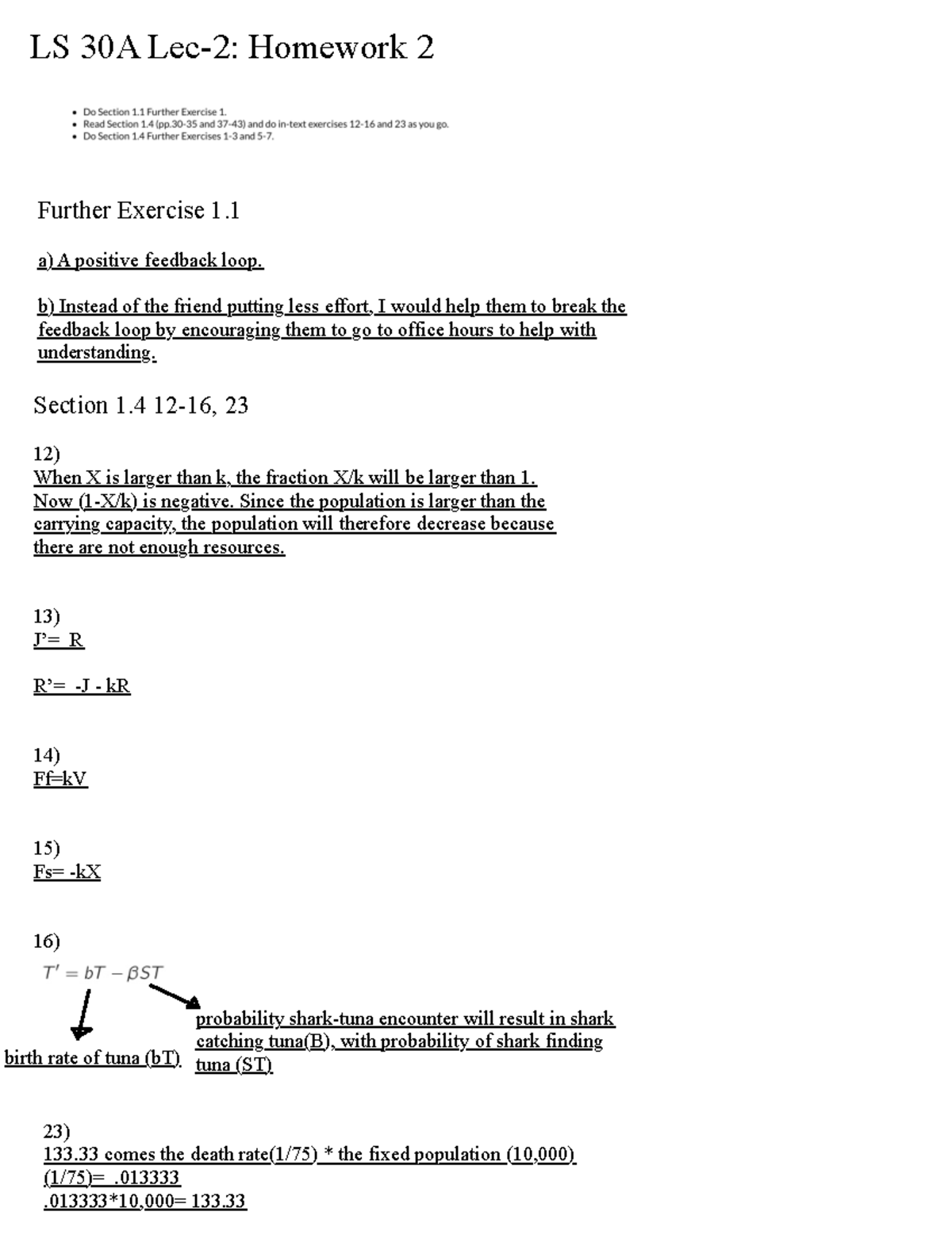 Homework 2- ls30A - LS 30A Lec-2: Homework 2 birth rate of tuna (bT) probability shark-tuna ...