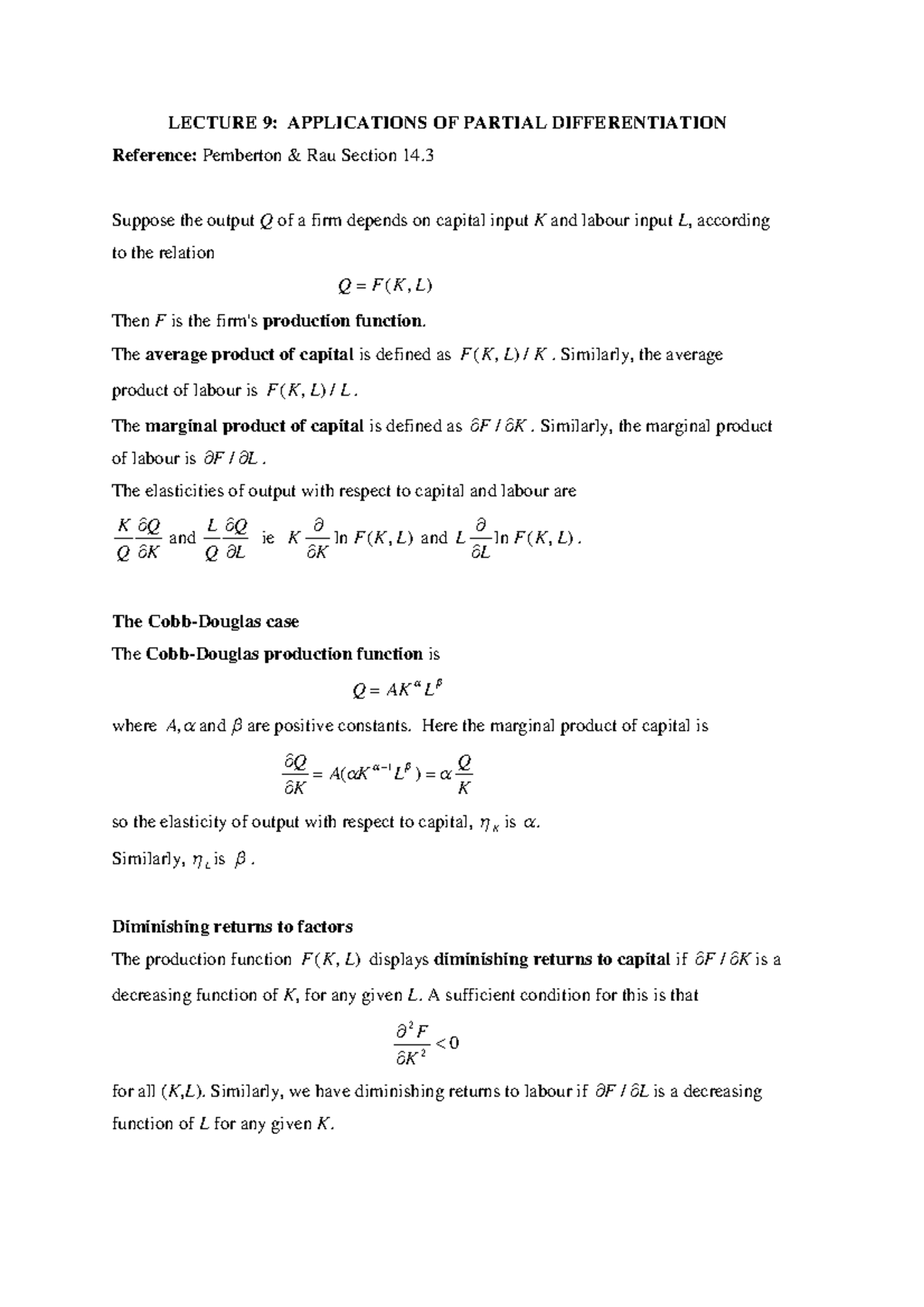 Lect09 - mathematics notes and assignments - LECTURE 9: APPLICATIONS OF ...