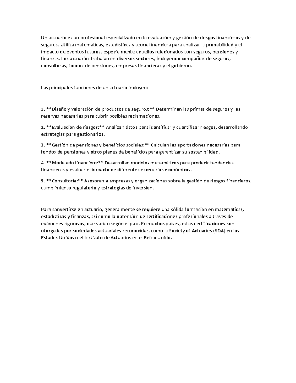 Definicion de actuario - Un actuario es un profesional especializado en ...