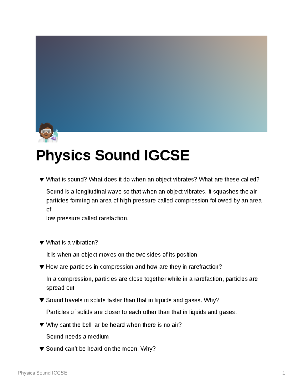 Physics Sound Igcse Physics Sound Igcse What Is Sound What Does It Do When An Object Vibrates
