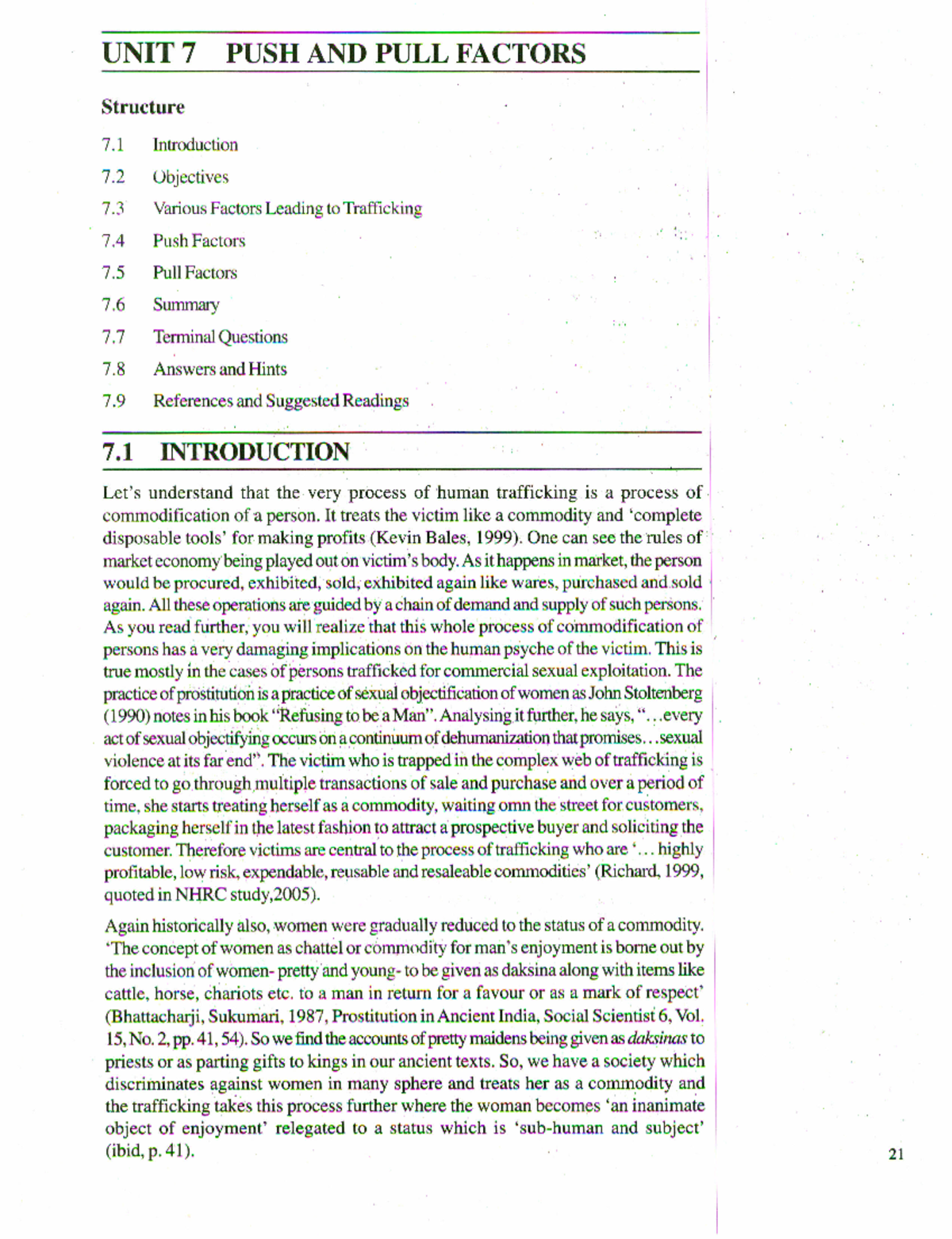 Unit-7 - UNIT 7 PUSH AND PULL FACTORS Structure 7 Introduction 7 Objectives 7 Various Factors ...