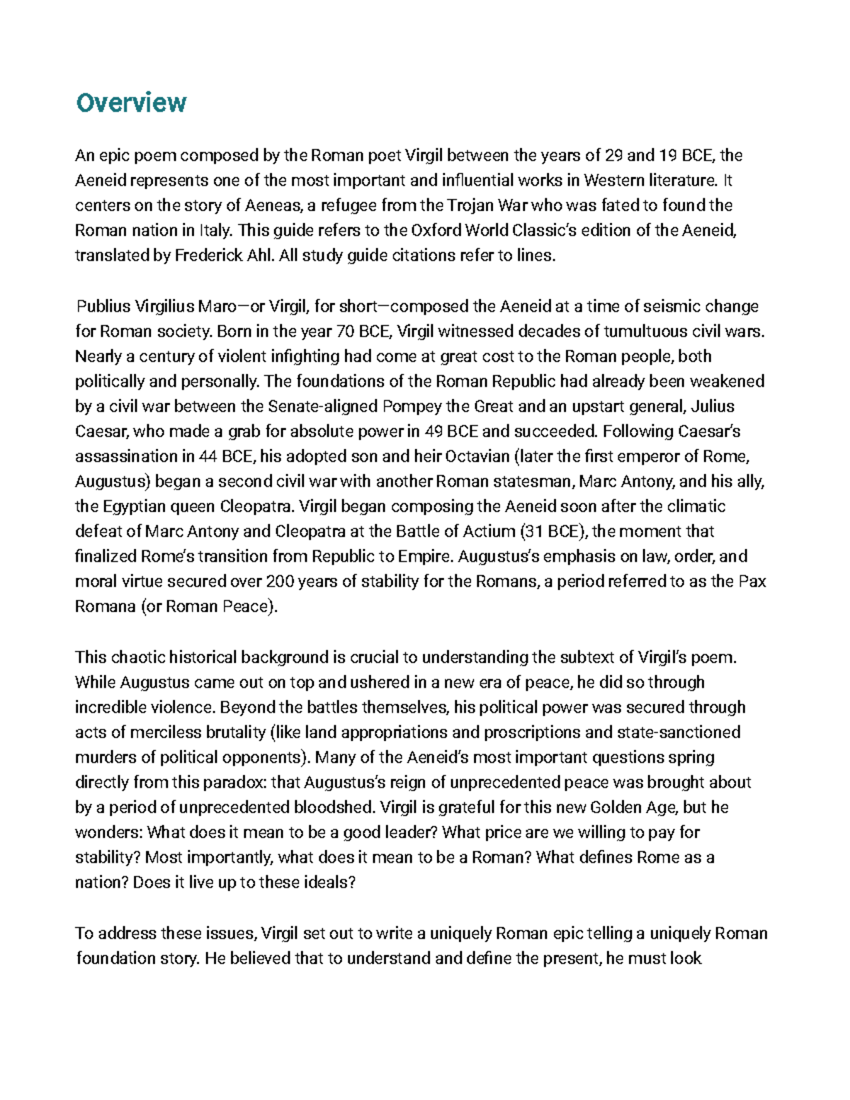 Aeneid Summary and Analysis - 3 Overview An epic poem composed by the ...