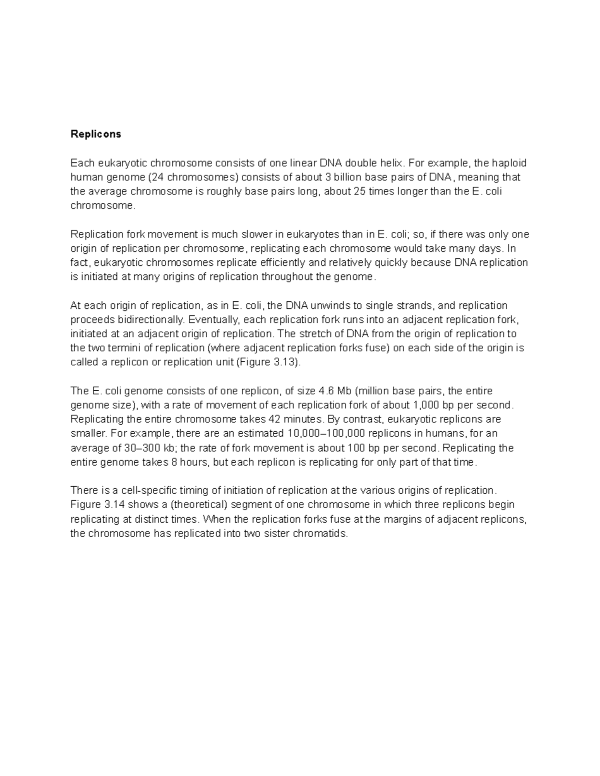 Replicons - Lecture notes 1 - Replicons Each eukaryotic chromosome ...