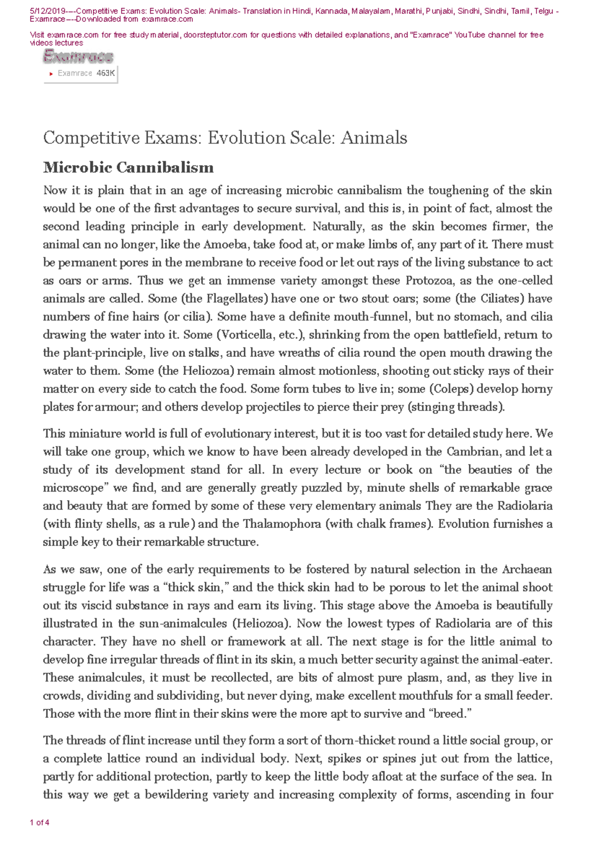 Zoology Time Scale Animals - Visit examrace for free study material ...