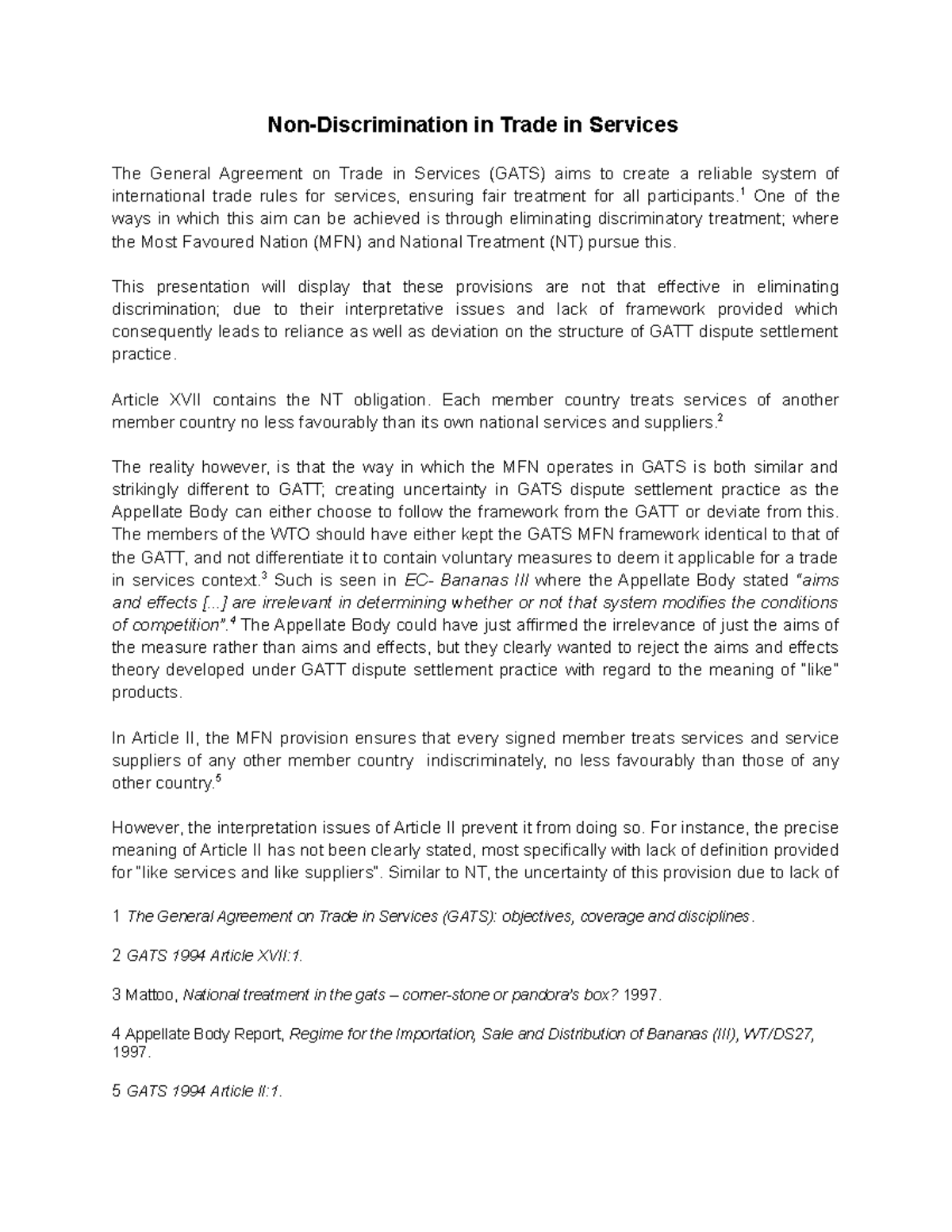 Presentation Abstract- MFN GATS - Non-Discrimination in Trade in ...