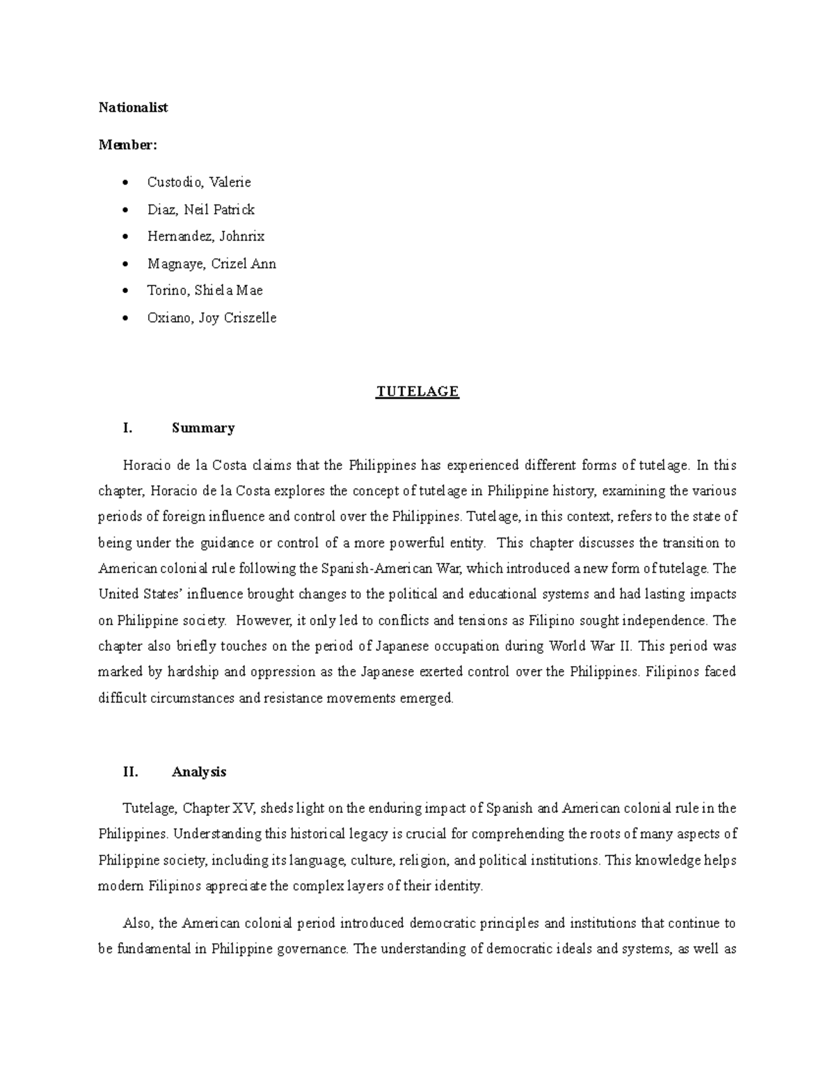 Nationalist-WO5 - Nationalist Member: - Custodio, Valerie - Diaz, Neil ...