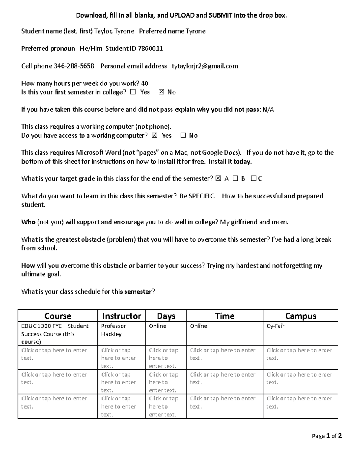 Student info form revised July 2021 - Download, fill in all blanks, and ...