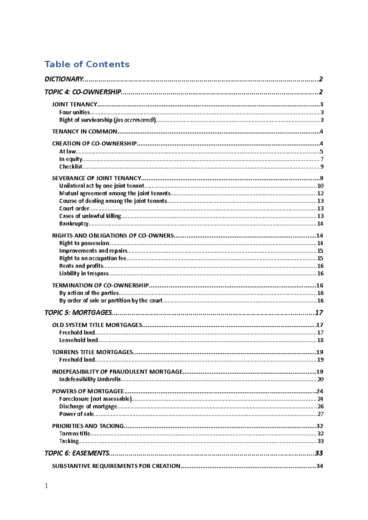 Exam Notes (comprehensive) - Table of Contents - Studocu