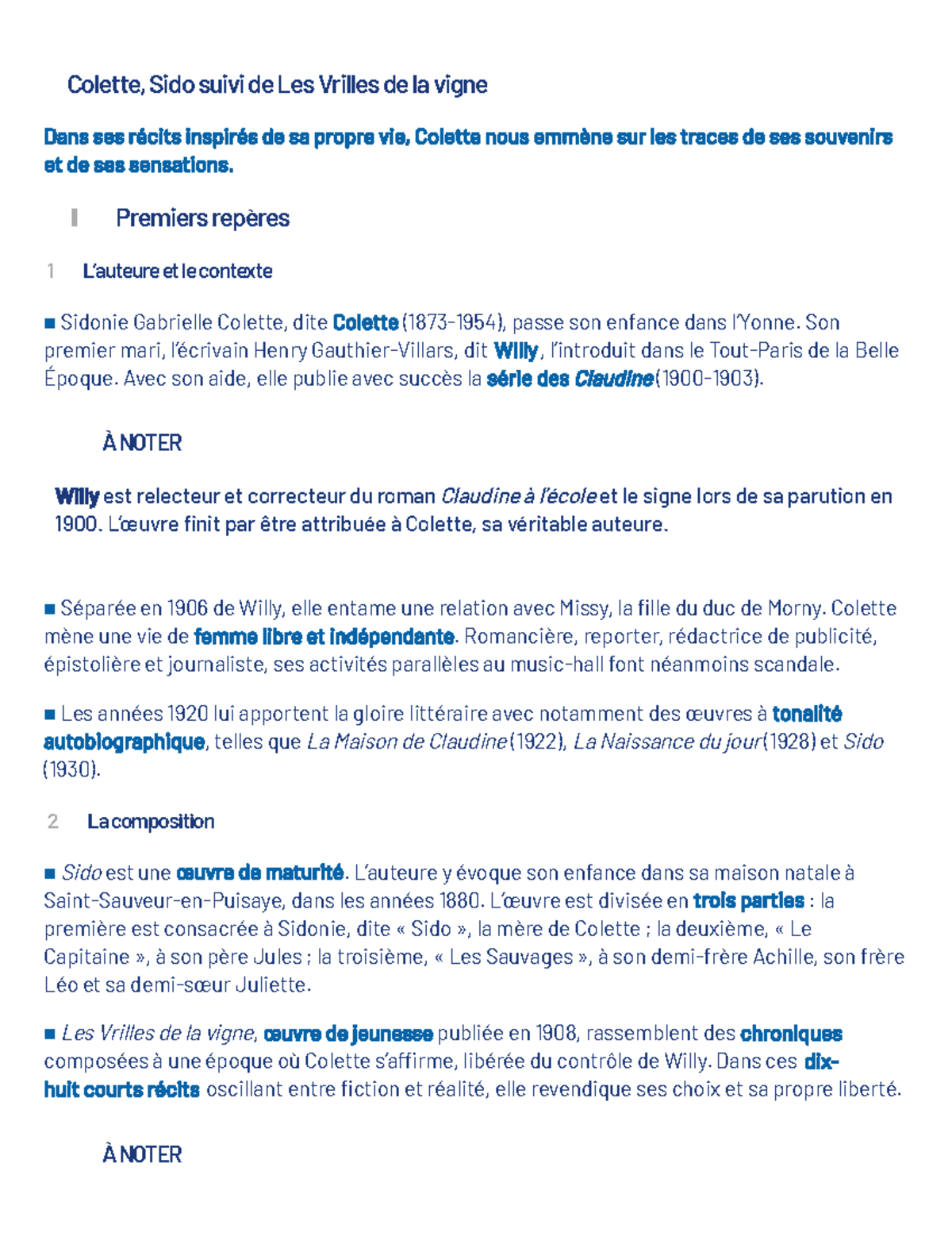 1 - Sido et Les Vrilles de la Vigne Colette - Colette, Sido suivi de ...