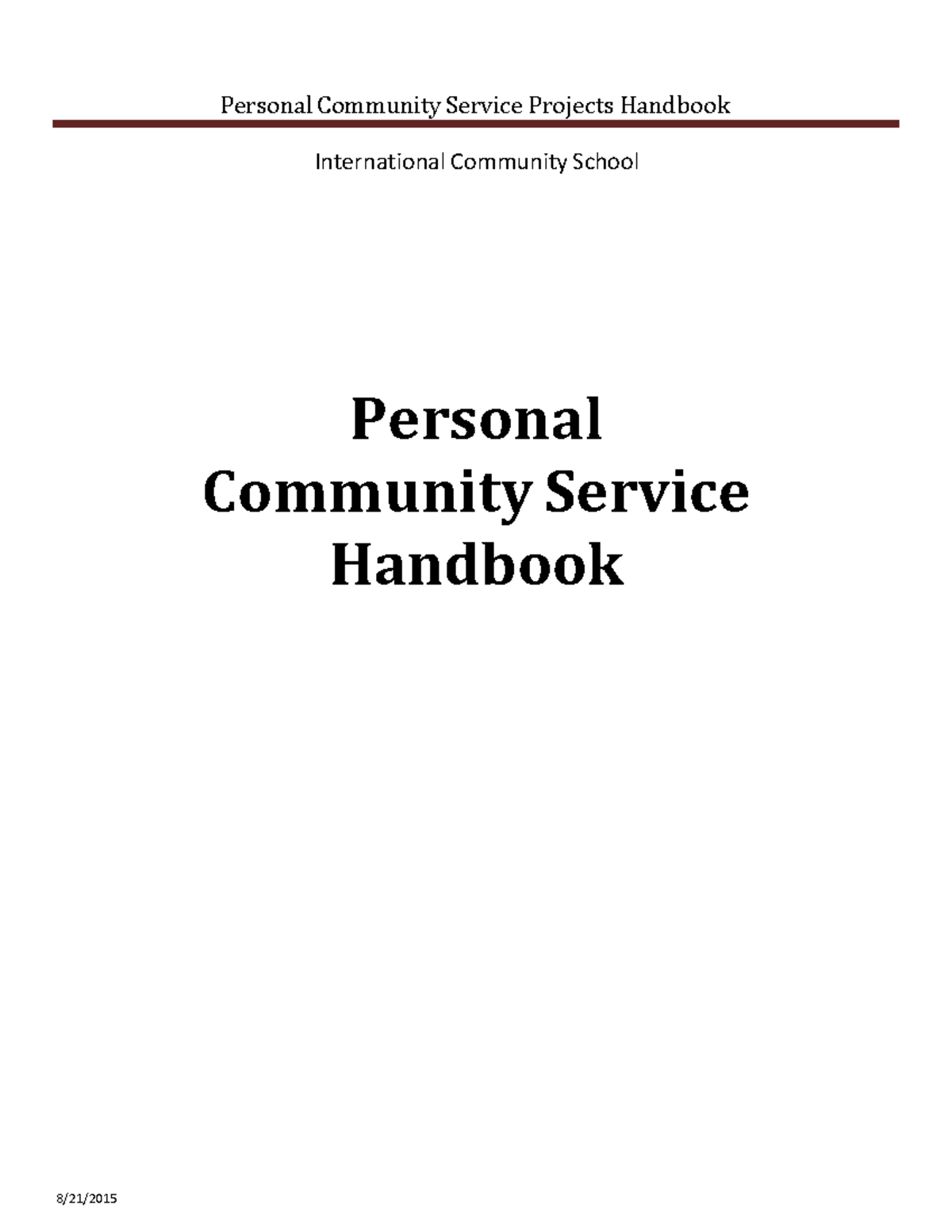 ICS Community Service Handbook - International Community School ...