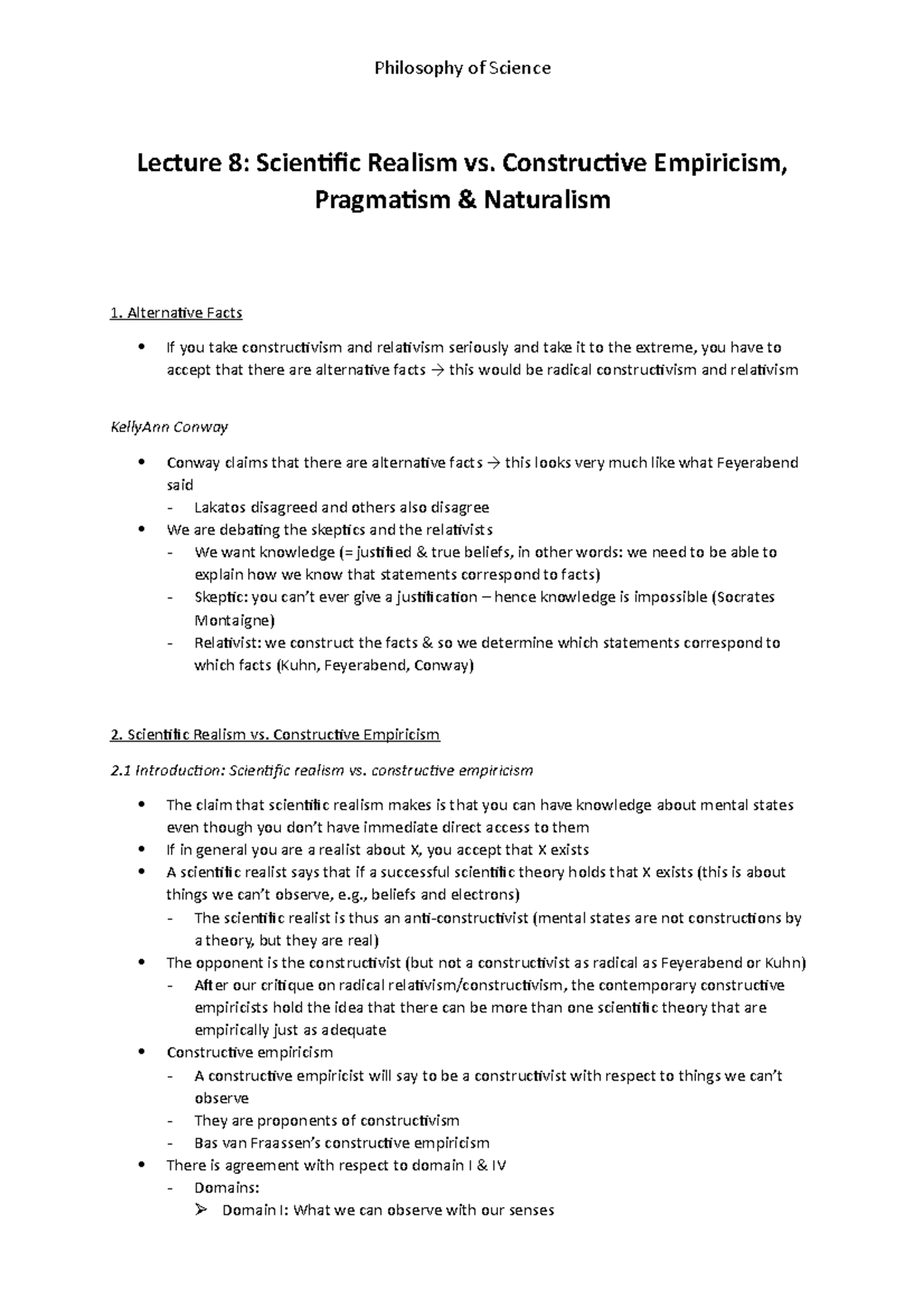 Philosophy of Science Lecture 8 - Scientific Realism vs. Constructive ...