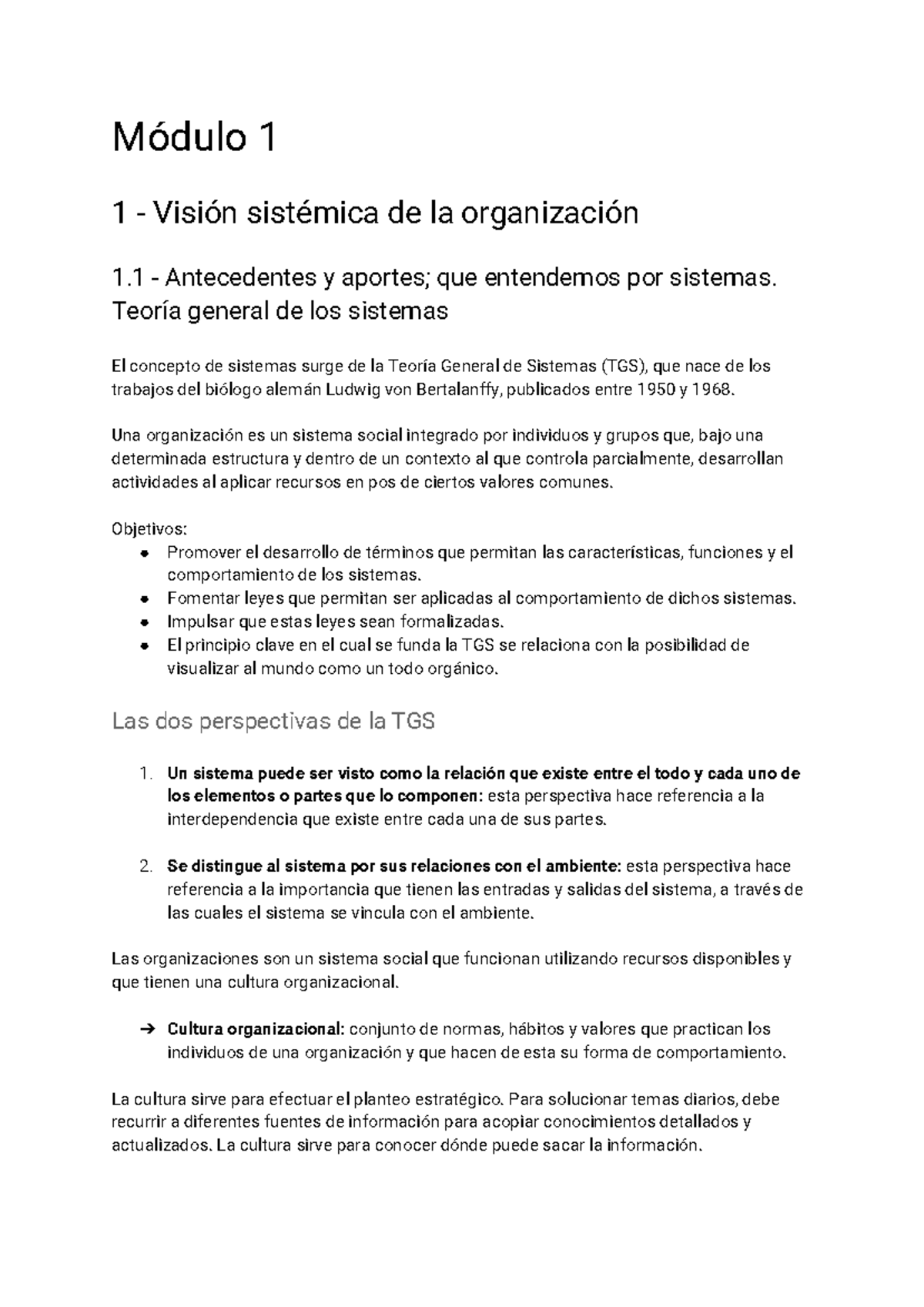 SISTEMAS DE INFORMACIÓN ORGANIZACIONAL Modulo 1 2 3 4 - Módulo 1 1 - Visión sistémica de la ...
