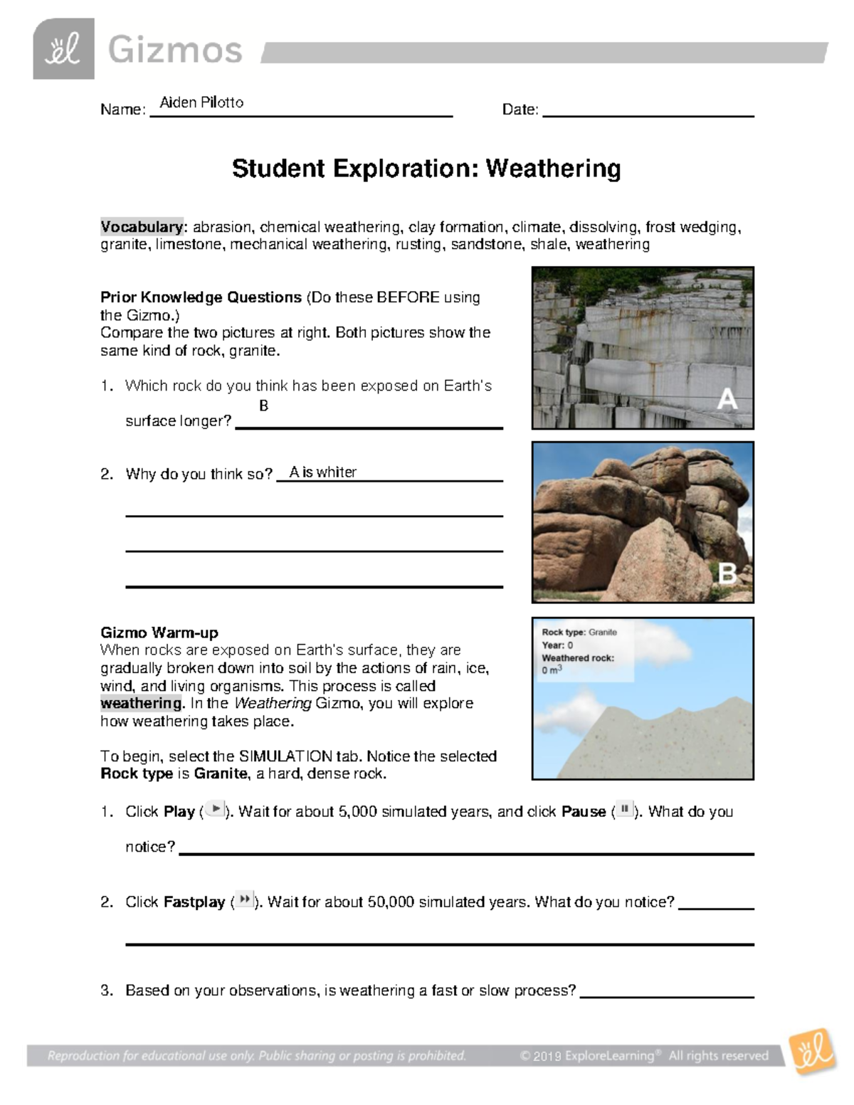 Weathering SE - Summary Fundamentals of Nursing - Name: Date ...
