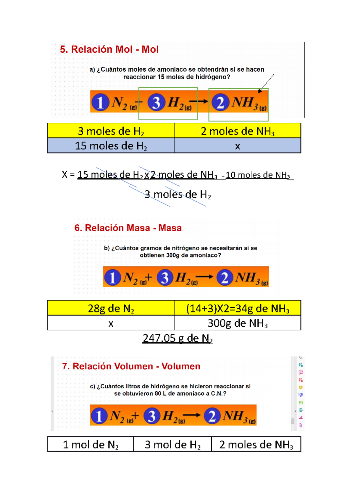 Ejericios DE Estequiometría - 15 moles de H 2 x - 3 moles de H 2 2 ...