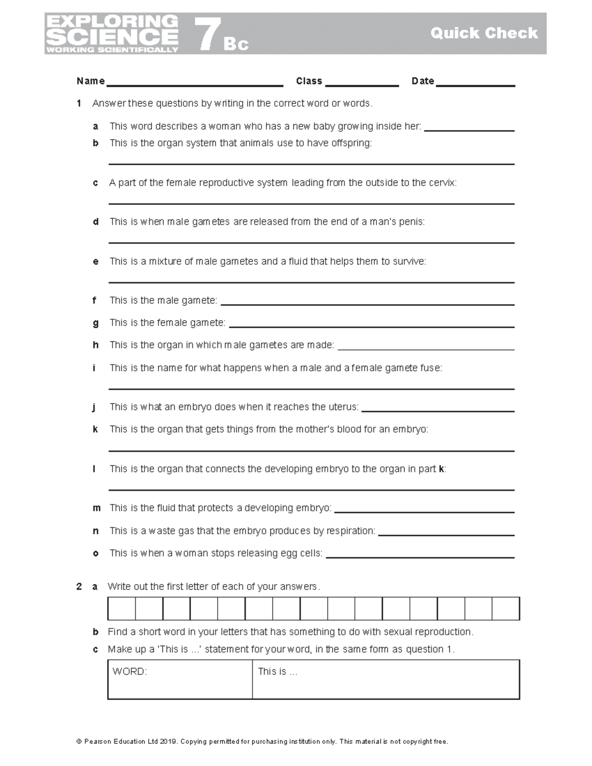 7bc quick check - ewfwef2f3e - 7 Bc © Pearson Education Ltd 2019 ...