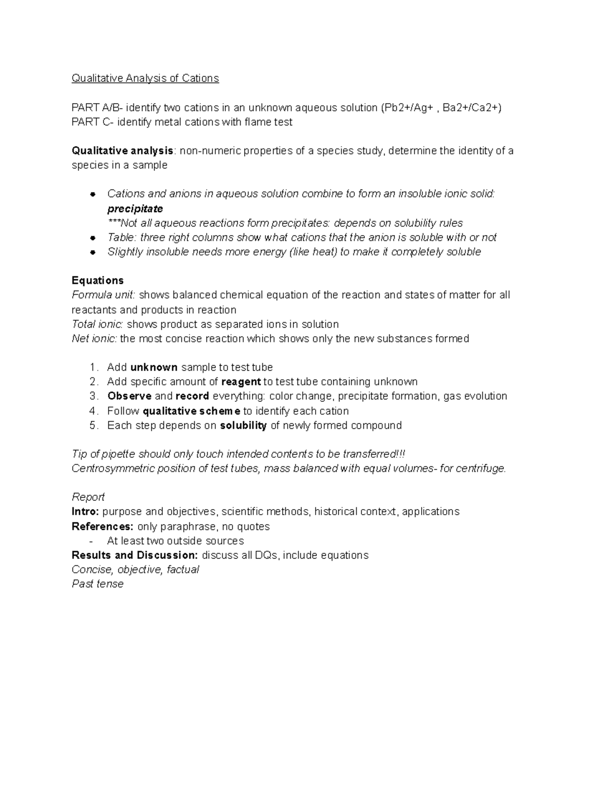 Qualitative Analysis Lecture - Qualitative Analysis of Cations PART A/B ...