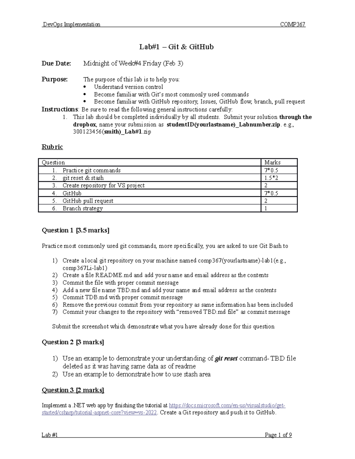 Lab#1 - good notes - Lab#1 – Git & GitHub Due Date: Midnight of Week#4 ...