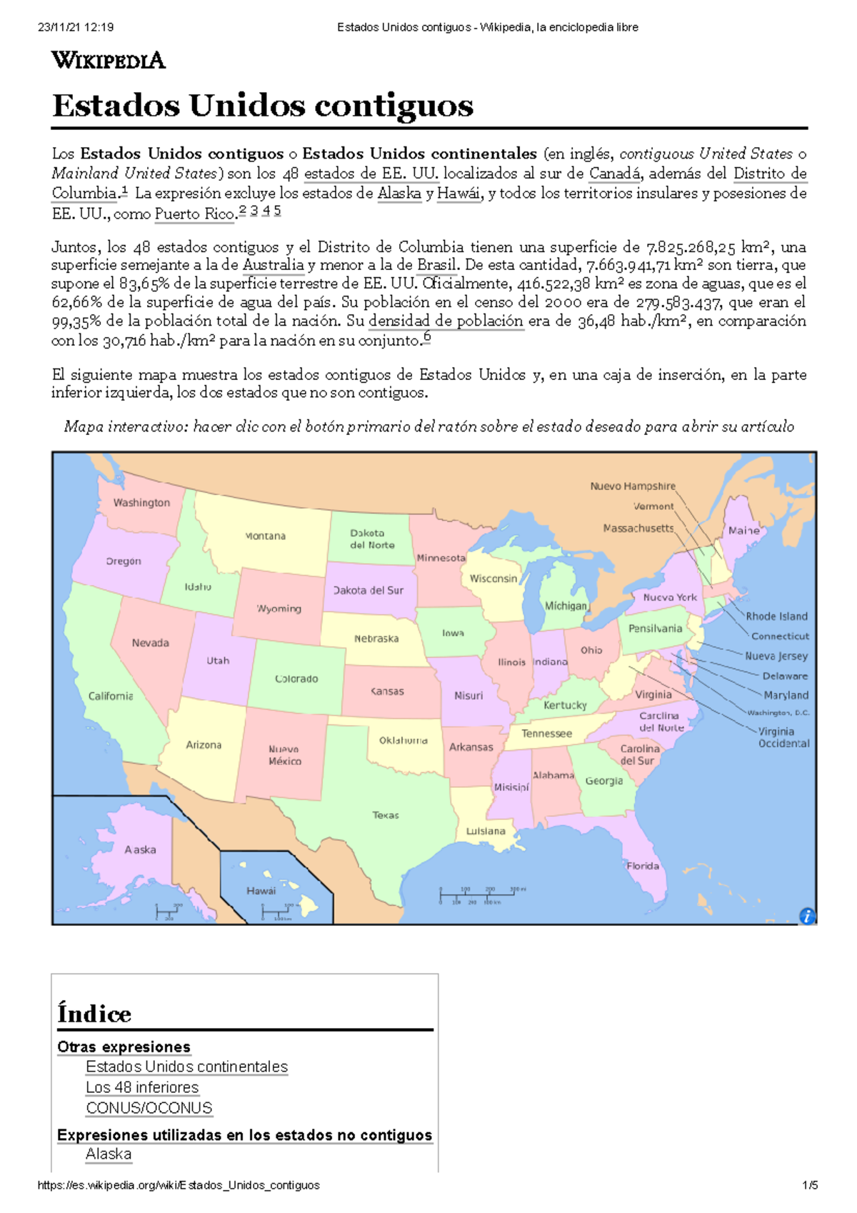 Estados Unidos contiguos - Wikipedia, la enciclopedia libre - Osnove ...
