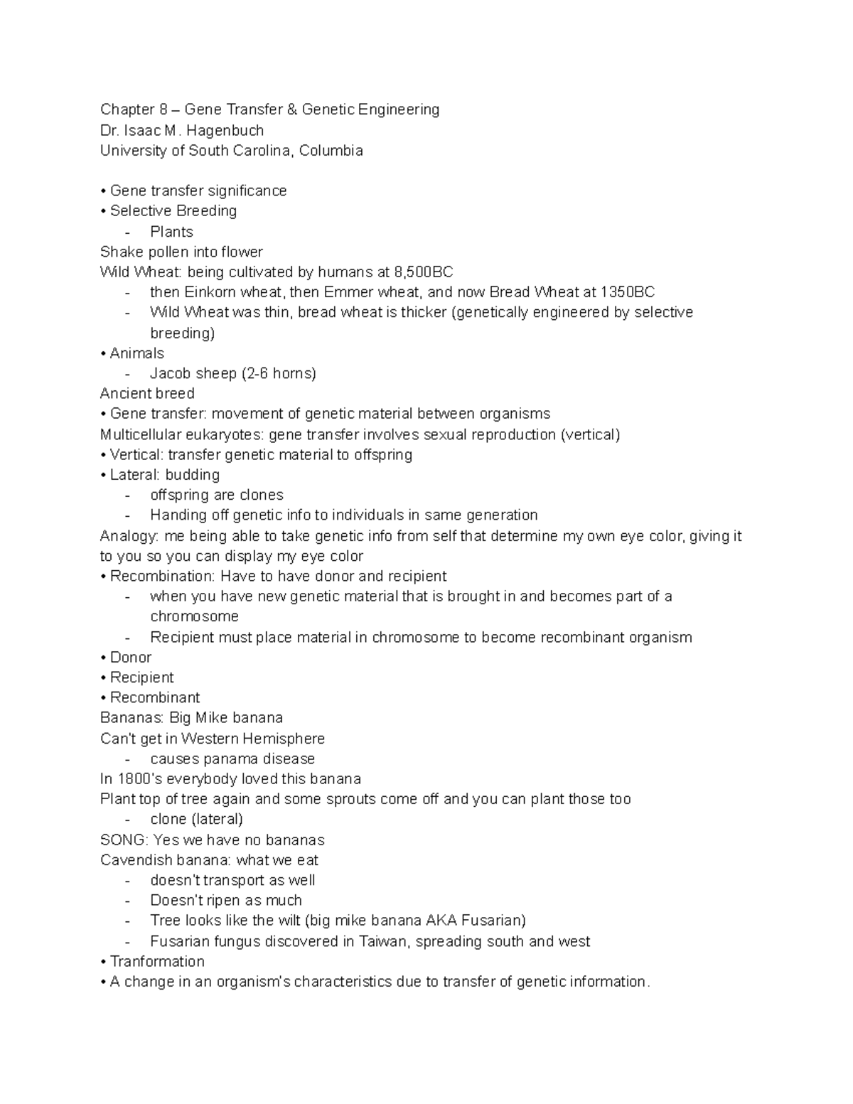Microbiology Ch. 8 - Chapter 8 – Gene Transfer & Genetic Engineering Dr ...