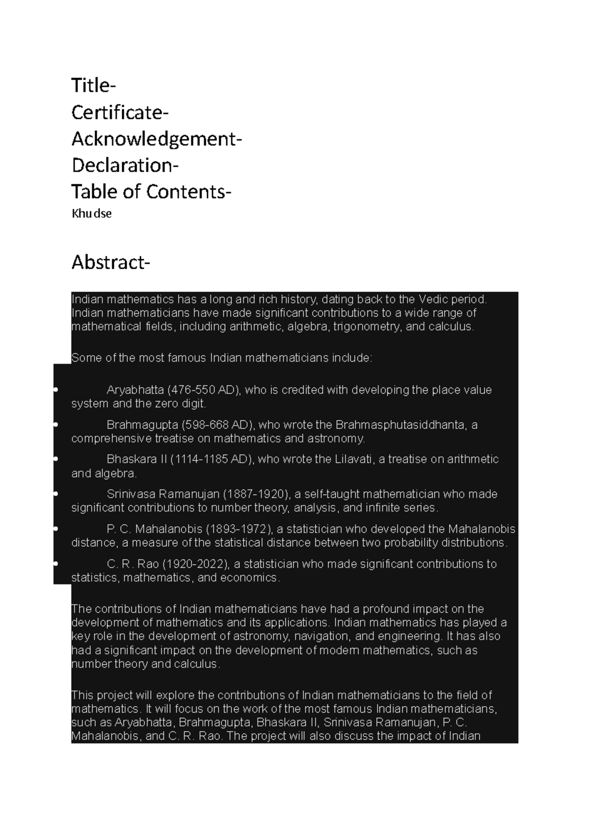 Designing Rooms - Title- Certificate- Acknowledgement- Declaration ...