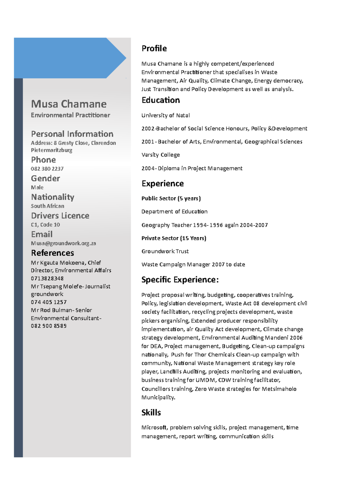 Musa CV 2022 - Geographical and Environmental Sciances - Profile Musa ...
