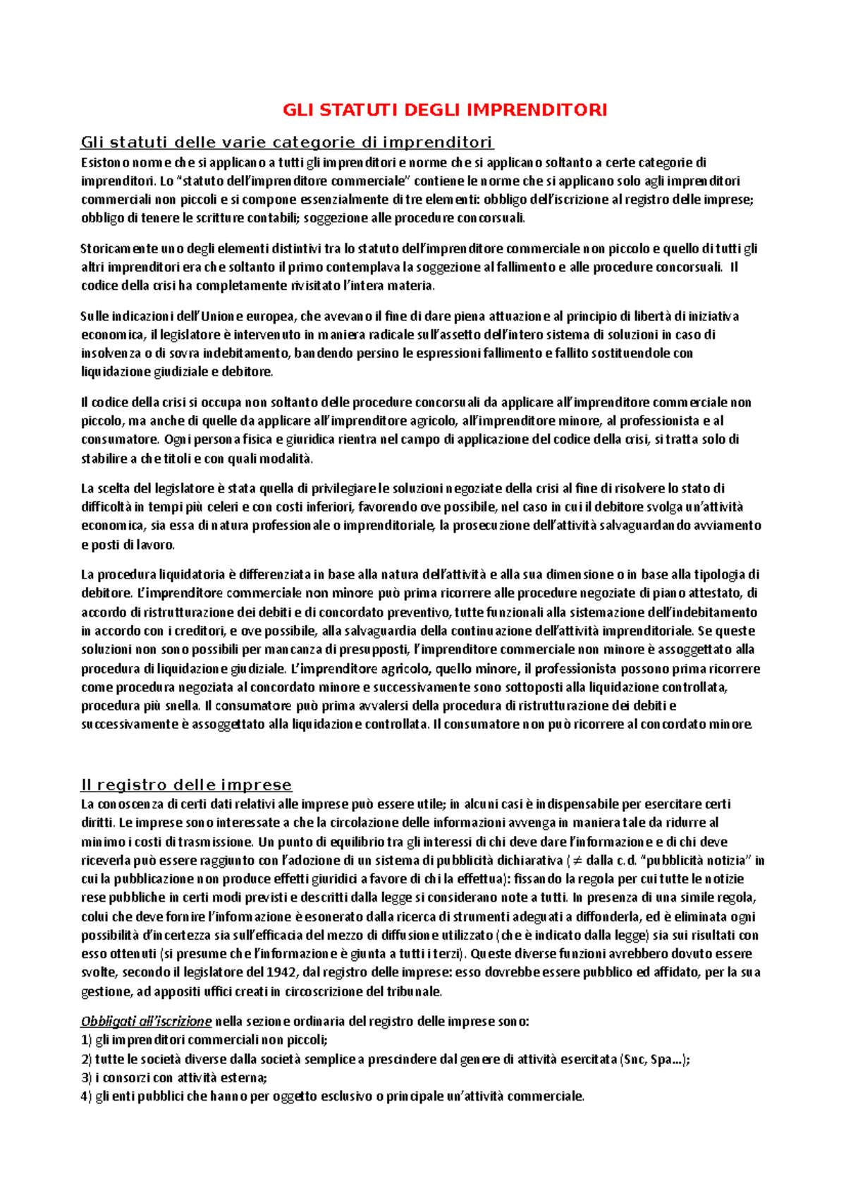 Lezione 3- Statuti Degli Imprenditori - GLI STATUTI DEGLI IMPRENDITORI ...