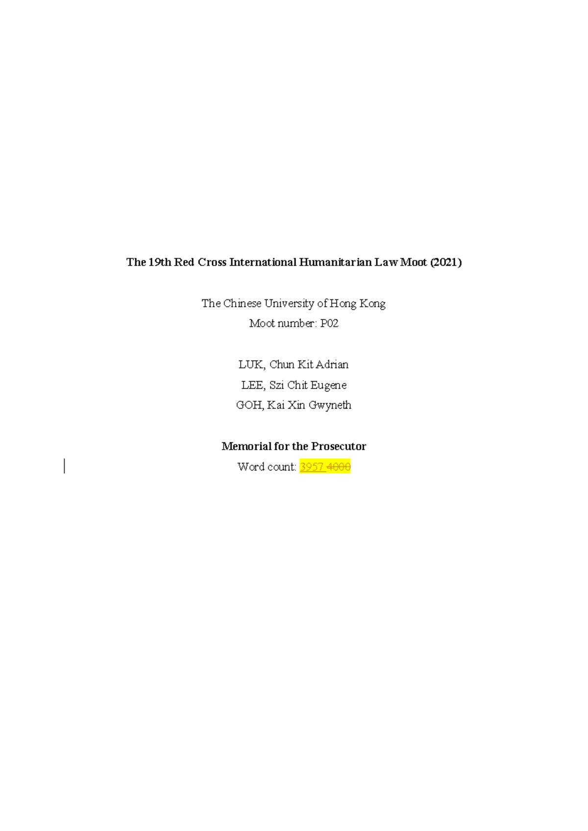 Final) Prosecution Memorial-2 - The 19th Red Cross International ...