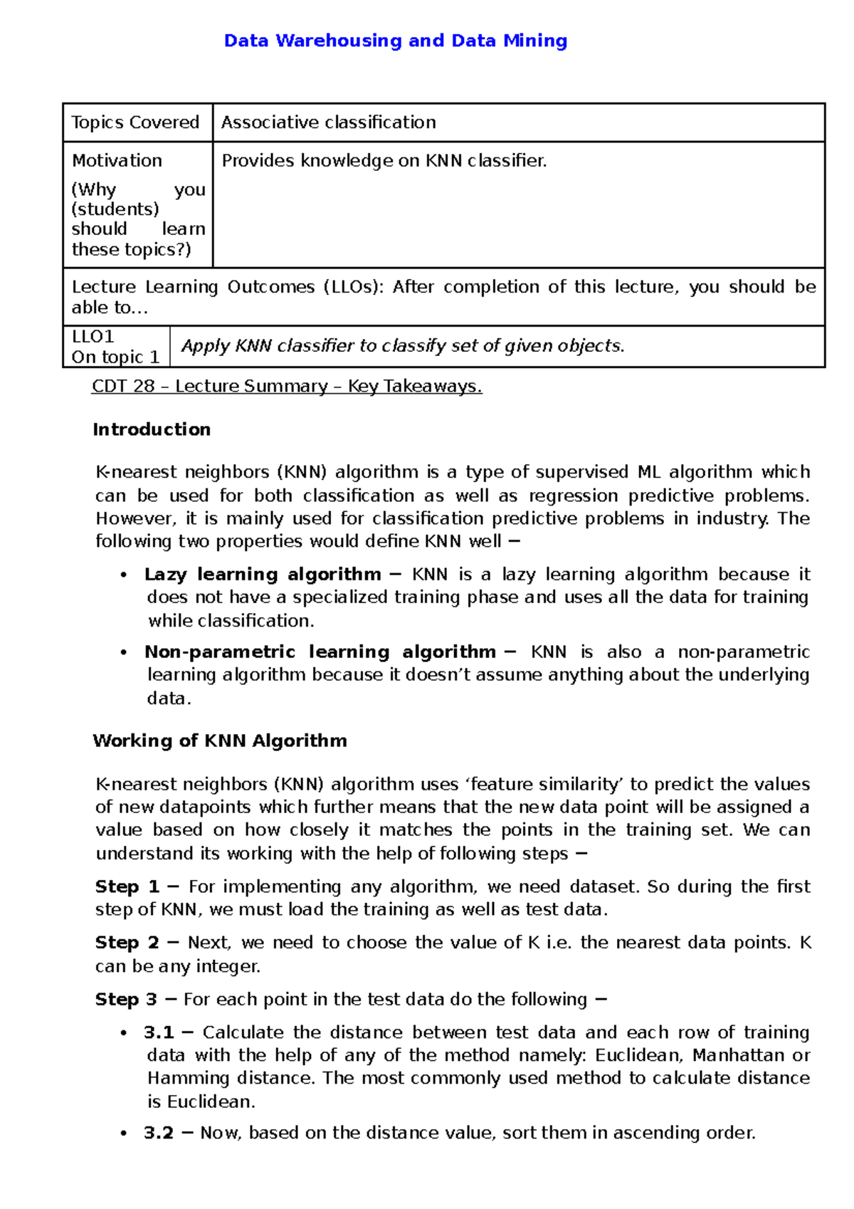 Associative Classification Knn Classifier Topics Covered Associative Classification Motivation