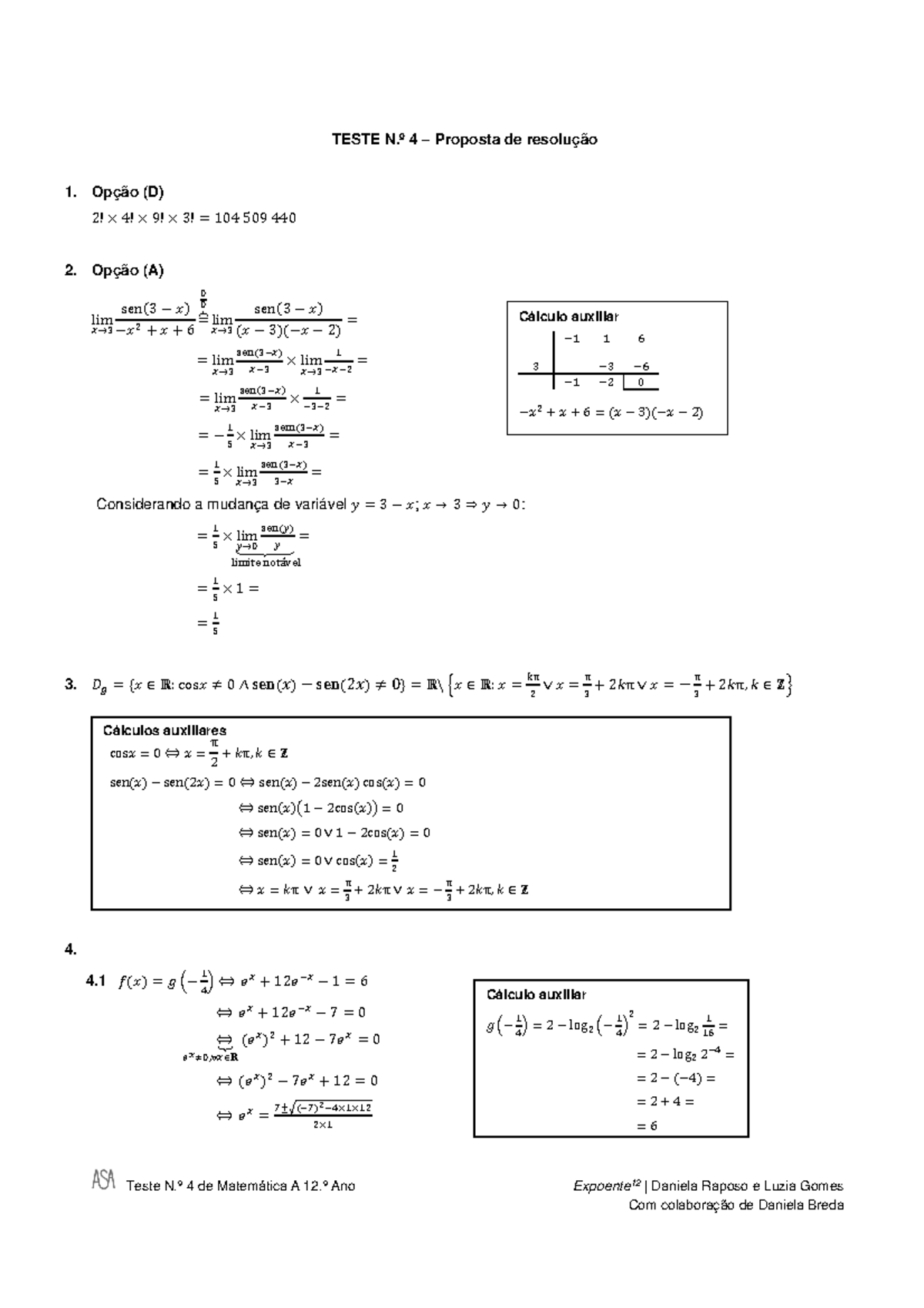Teste 4 12 resolucao (2023-2024) - Teste N.º 4 de Matemática A 12.º Ano ...