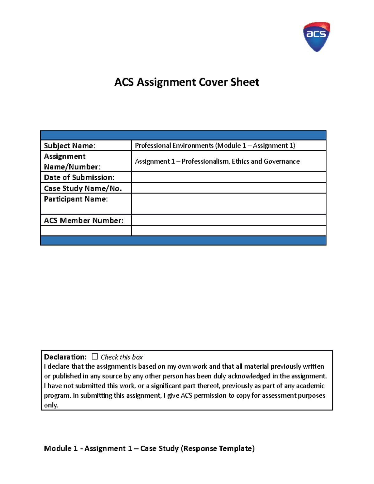 Module 1 - Assignment 1 – Case Study (Response Template) - ACS ...