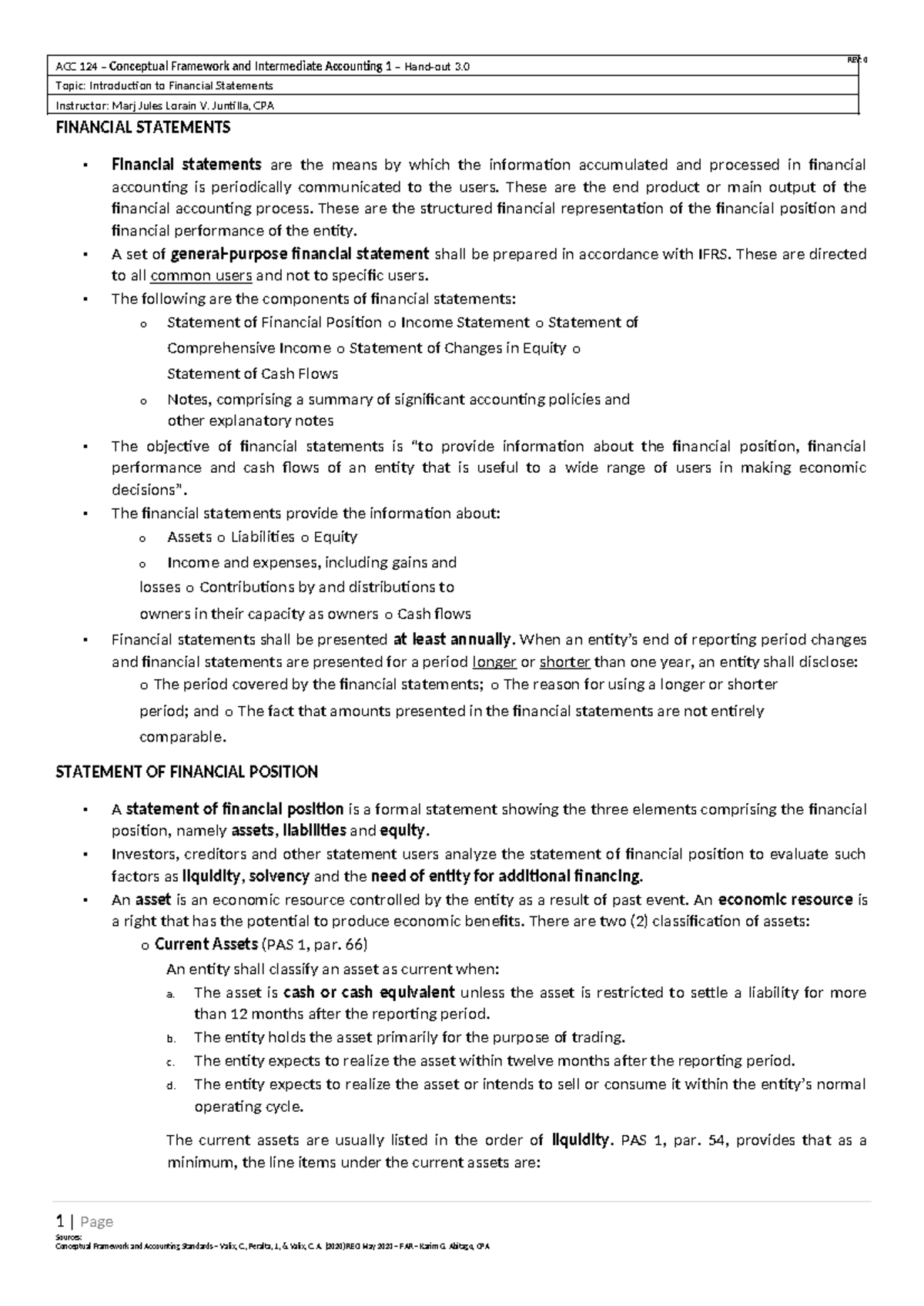 ACC 124 HO 3 Introduction to Financial Statements - FINANCIAL ...
