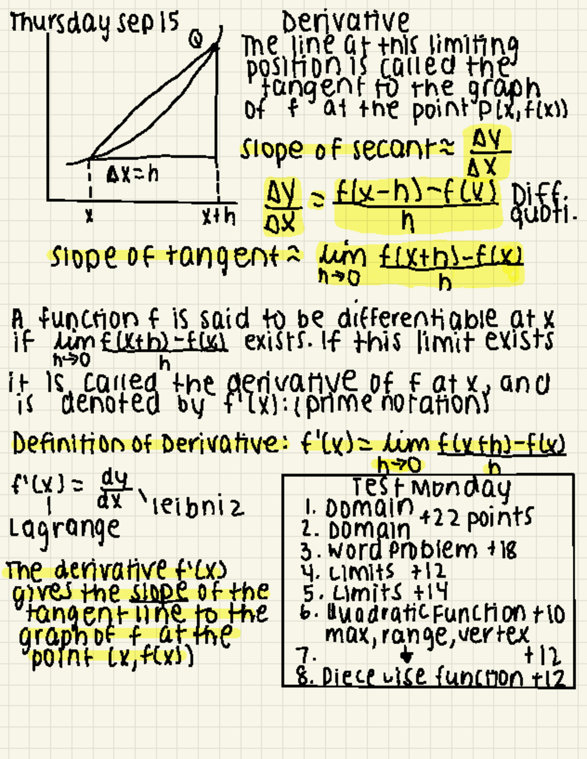 Derivative Notes - Thursday septs Derivative position is called the ...