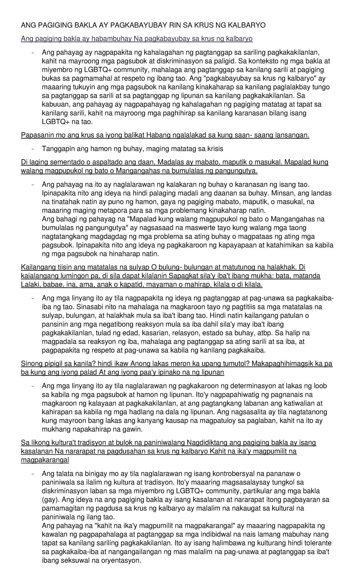Soslit Gabay - GUIDE - ANG PAGIGING BAKLA AY PAGKABAYUBAY RIN SA KRUS ...