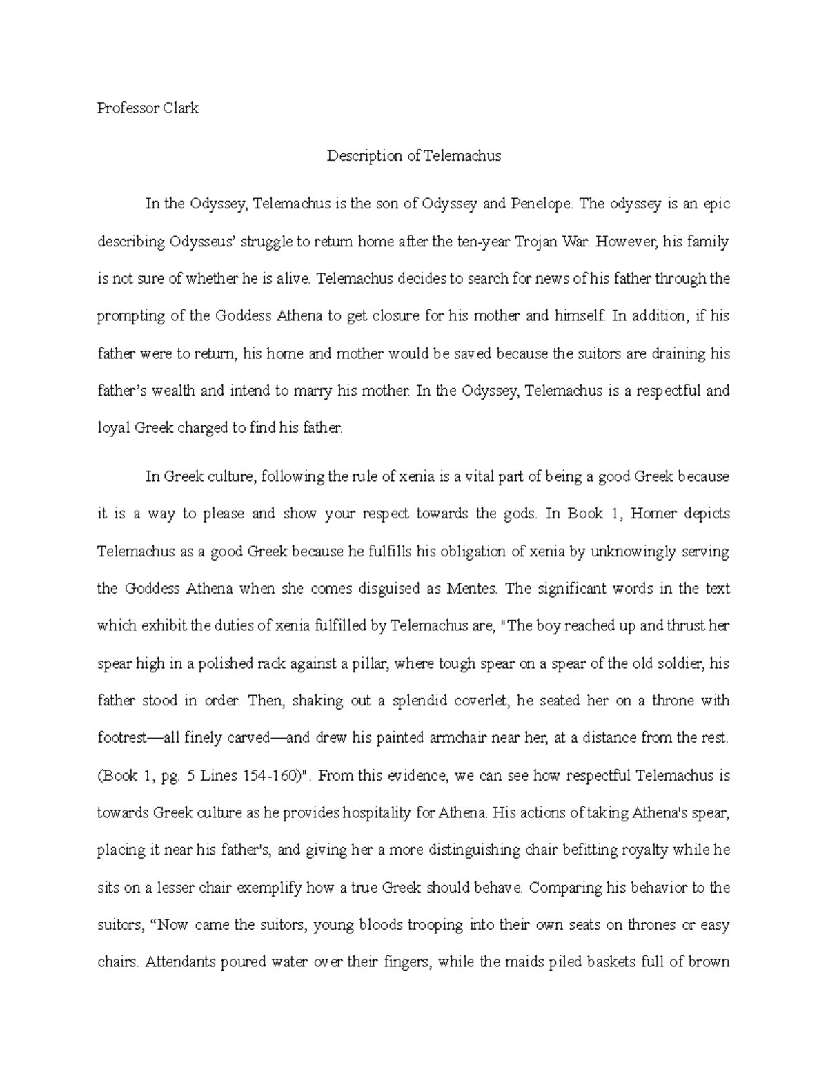 Description of Telemachus - Topic 3 - Professor Clark Description of ...