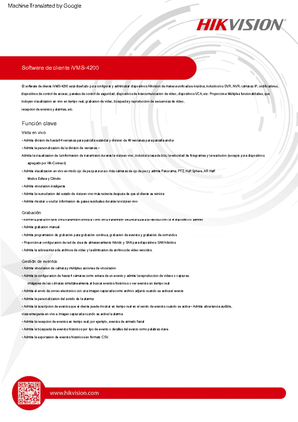 I VMS-4200-Client-Software Datasheet V3 - Software de cliente iVMS ...