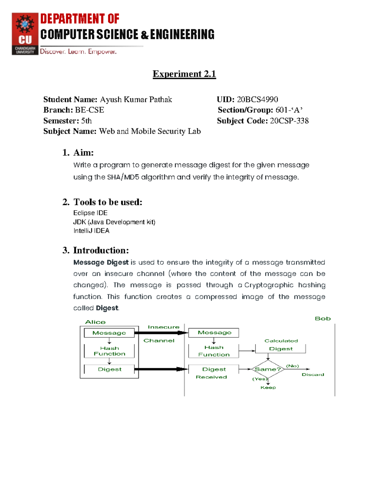 Exp 5 WMS (20BCS4990) - wdsfef - COMPUTER SCIENCE & ENGINEERING Experiment 2. Student Name ...