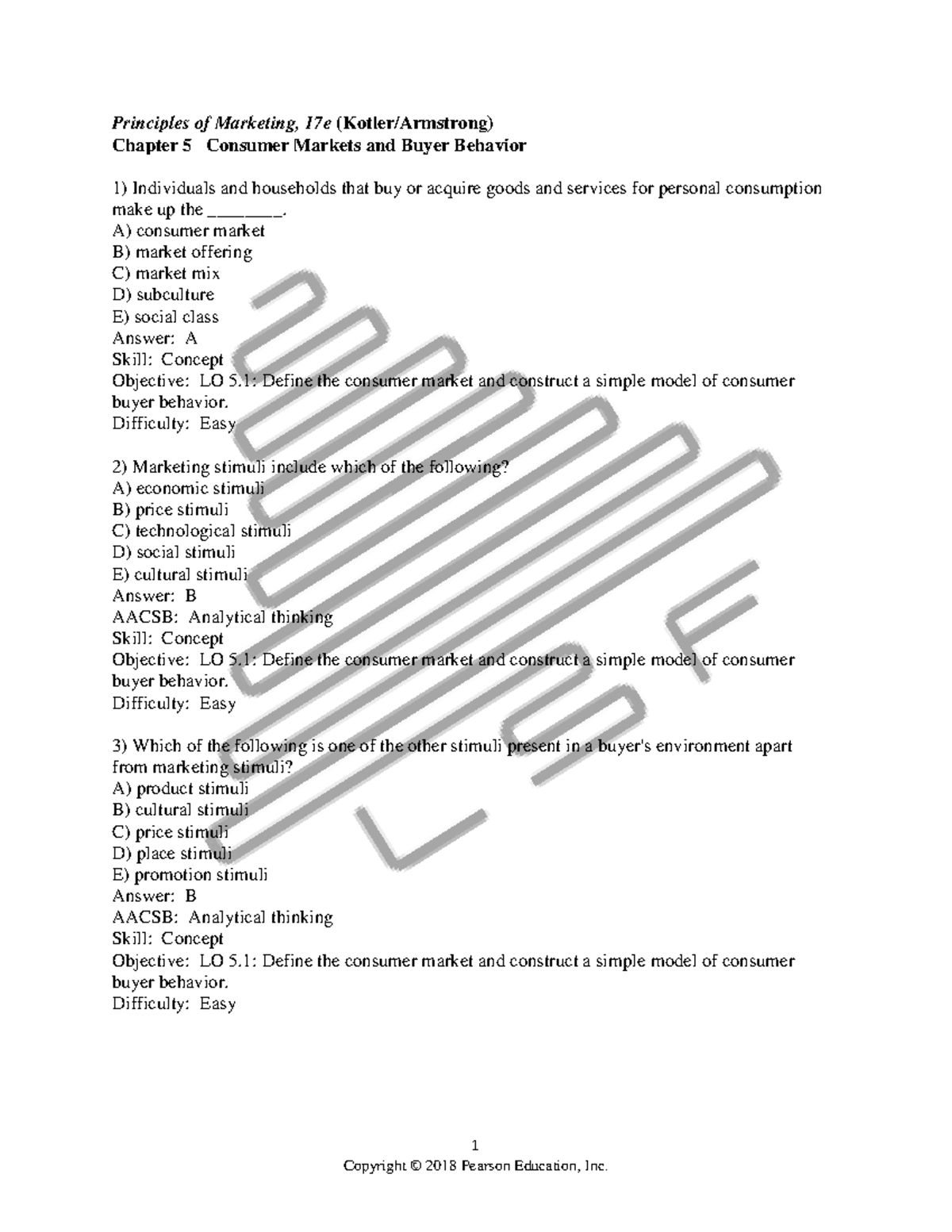 Chapter 5 - 1 Principles of Marketing, 17e (Kotler/Armstrong) Chapter 5 ...