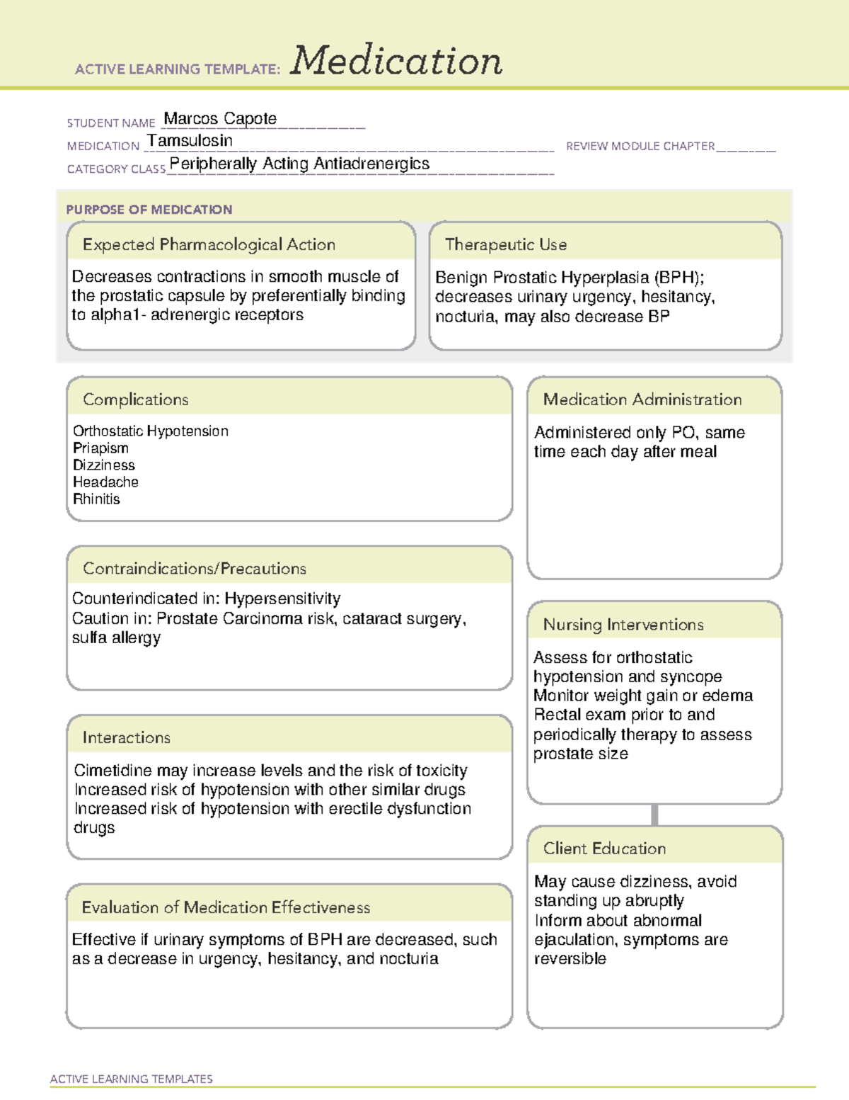 Medication restricted - ACTIVE LEARNING TEMPLATES Medication STUDENT ...