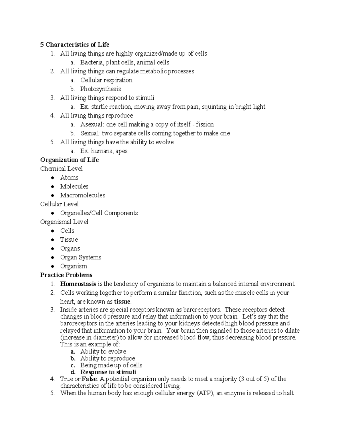What is Life Lecture - Notes and practice problems from class - 5 ...