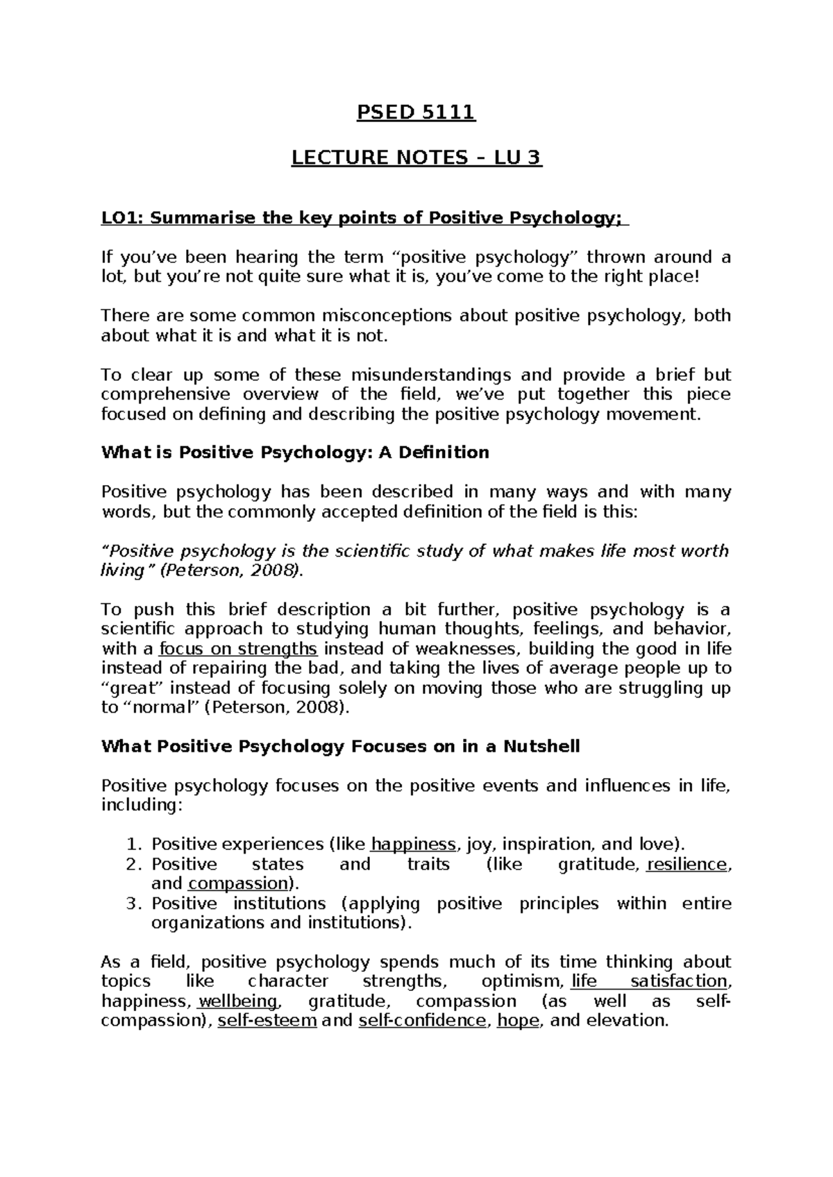 PSED 5111 - Lecture Notes - LU 3 - PSED 5111 LECTURE NOTES – LU 3 LO1 ...