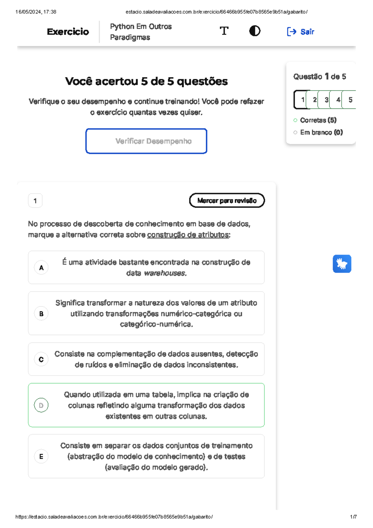 Simulado 6 - Python EM Outros Paradigmas - Você acertou 5 de 5 questões ...