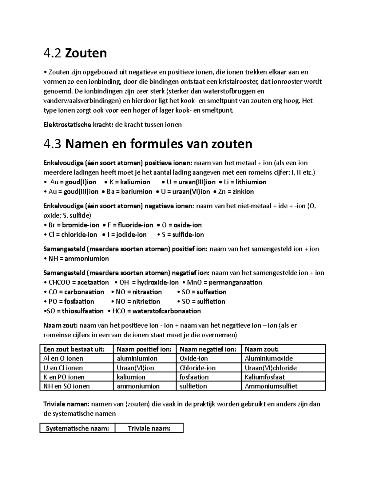 Samenvatting Scheikunde - 4 Zouten Zouten zijn opgebouwd uit negatieve ...
