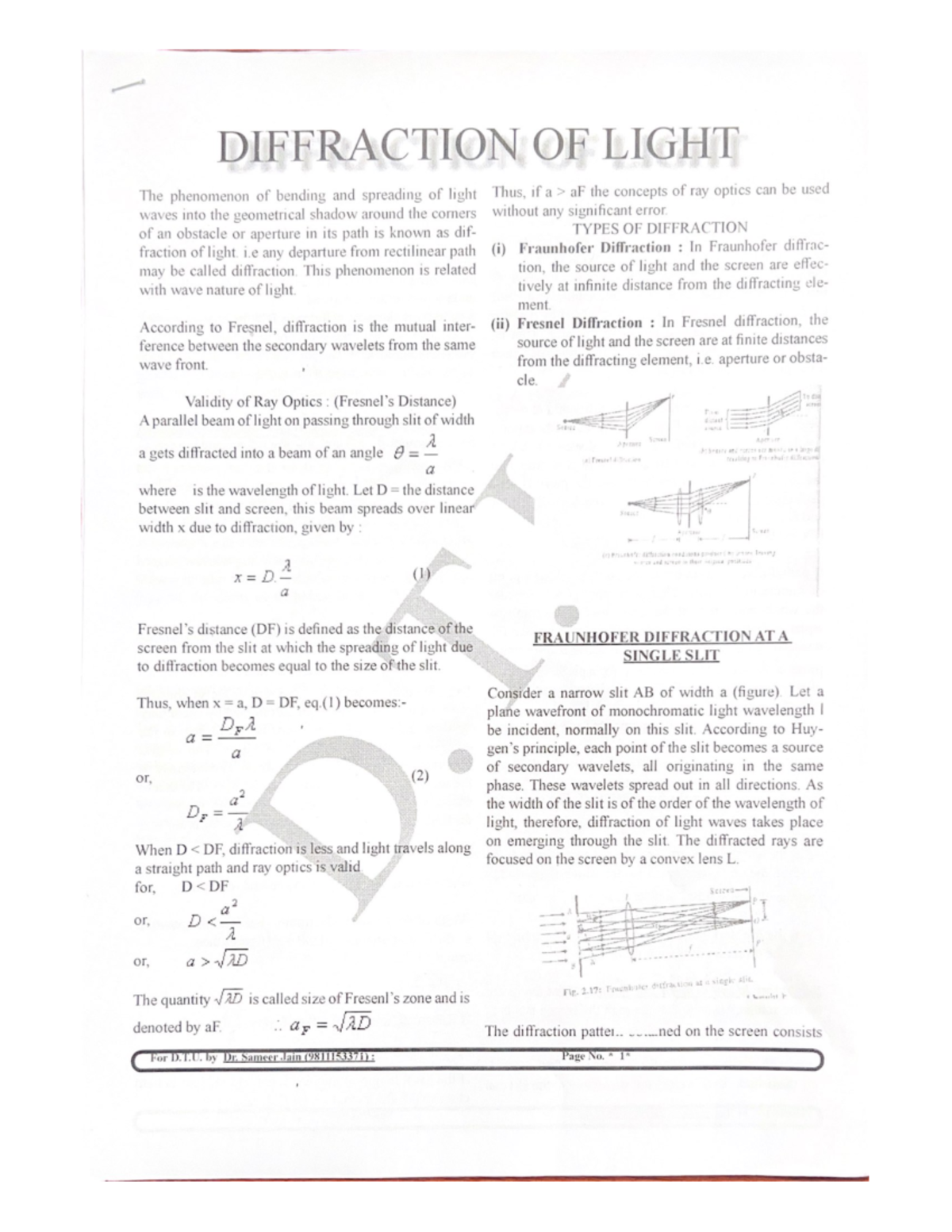 Diffraction OF Light - Mathematics - Studocu