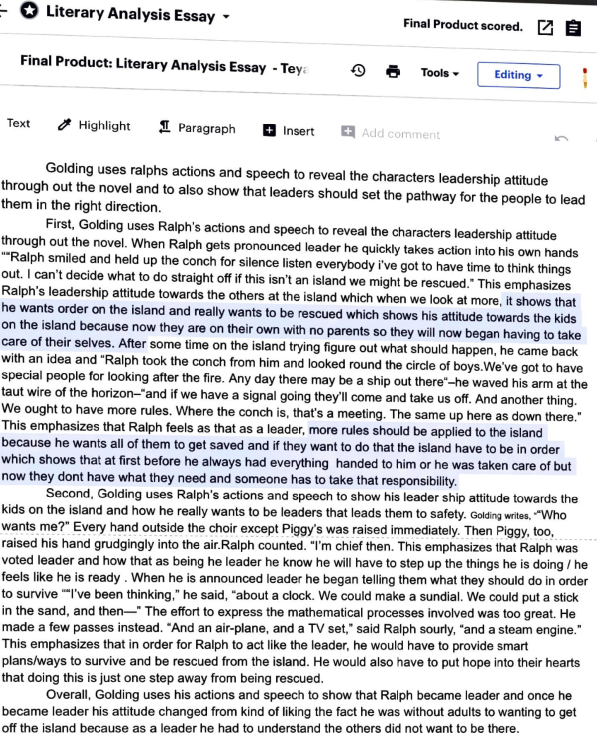 Adobe Scan Jul 4, 2023 (17) - 0 Literary Analysis Essay • Final Product ...