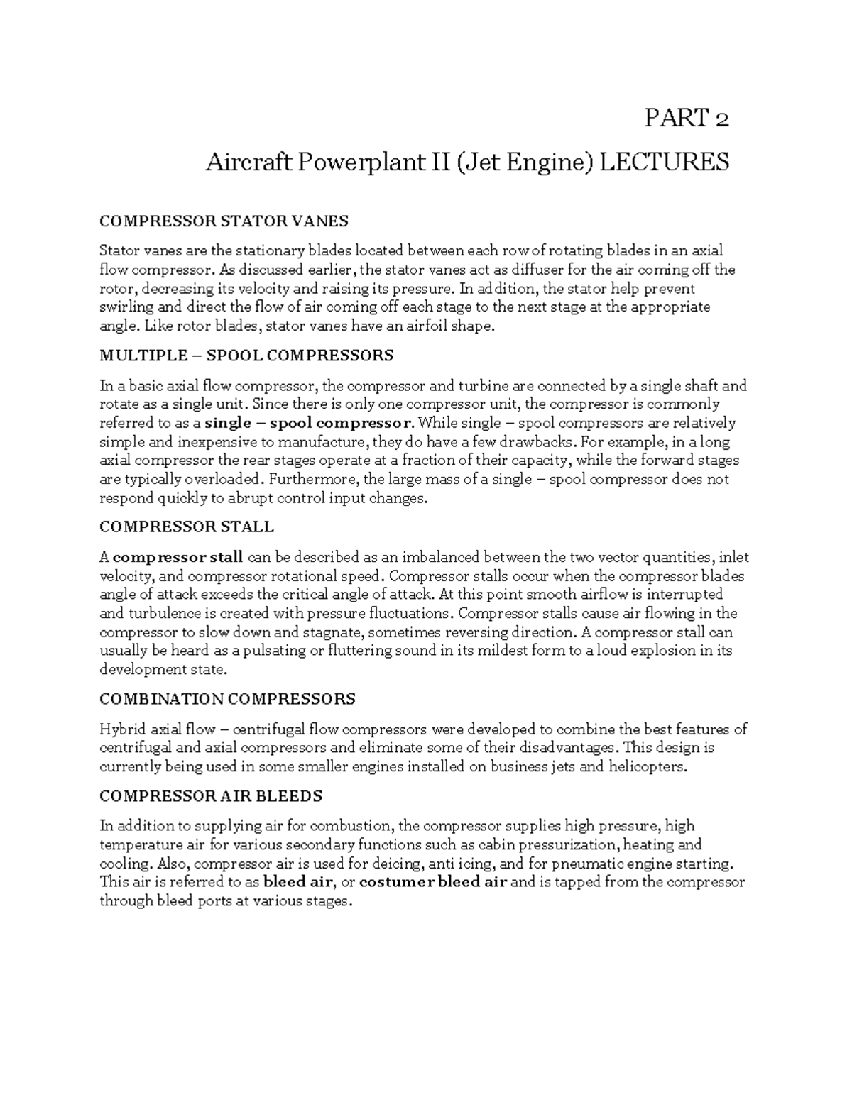 Aircraft Powerplant II (Jet Engine) Lectures PART 2 - Aircraft ...