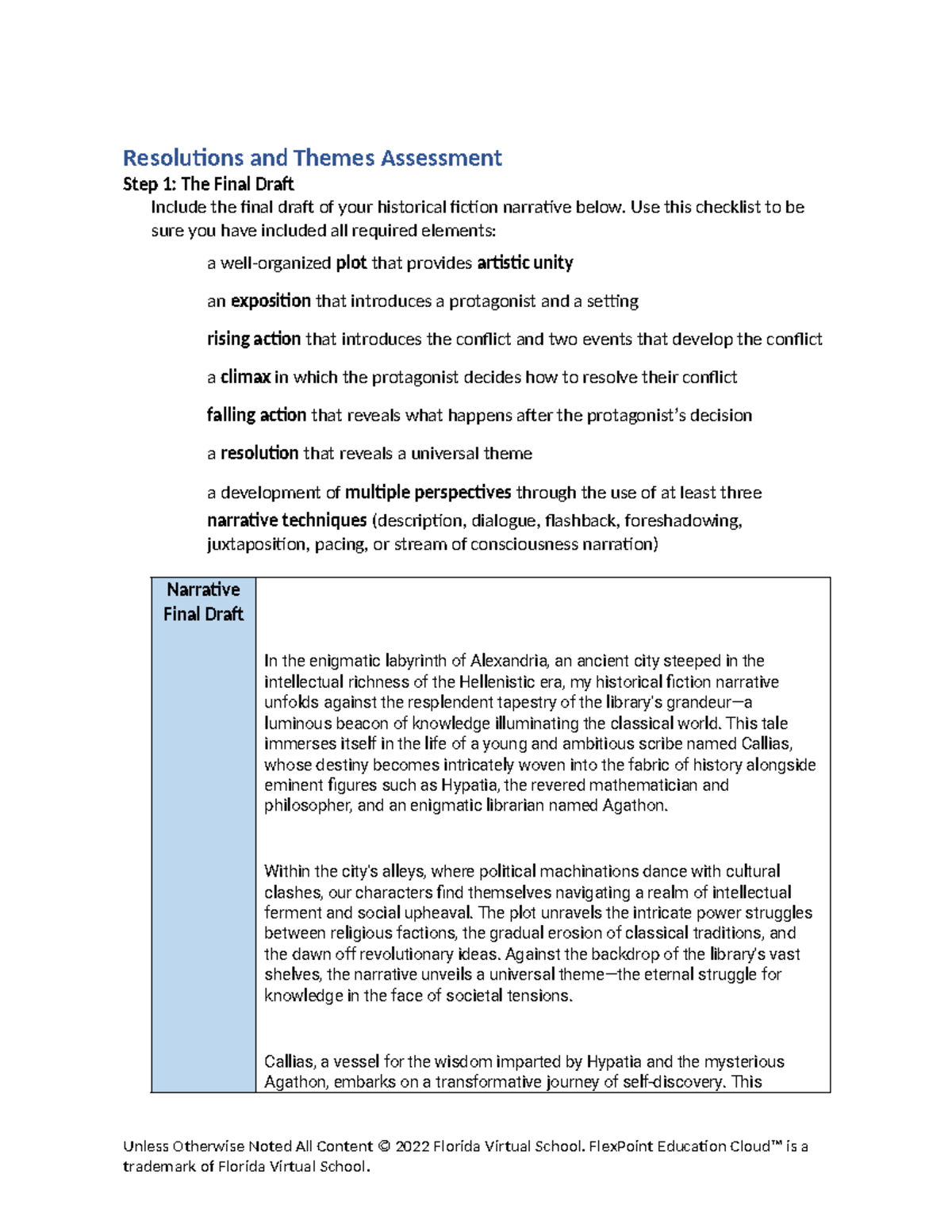 Copy of 6.03 Assessment - Resolutions and Themes Assessment Step 1: The ...