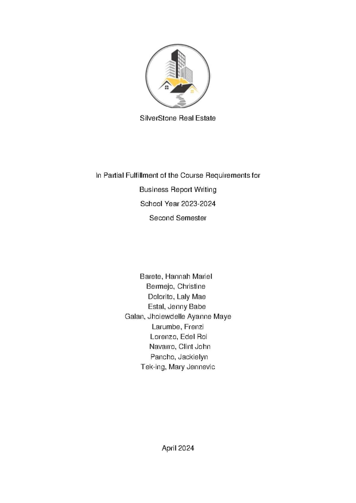 Silver Stone Real State front page pdf - Basic Research - SilverStone ...